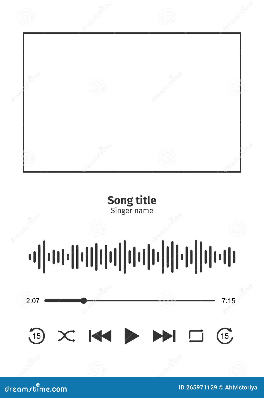 Music Player Interface with Frame for Song Cover, Equalizer, Loading ...