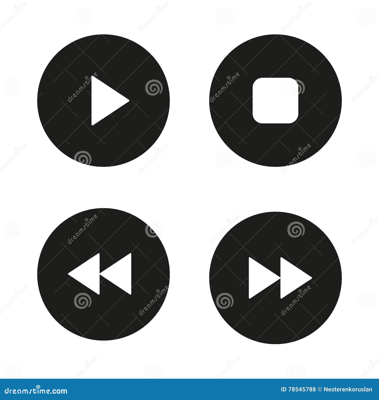 Music Player Navigation Icons Set Stock Vector - Illustration of logo ...