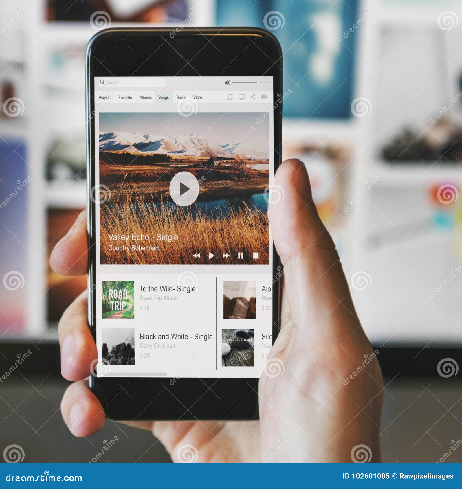 Music player on a phone stock image. Image of adult - 102601005