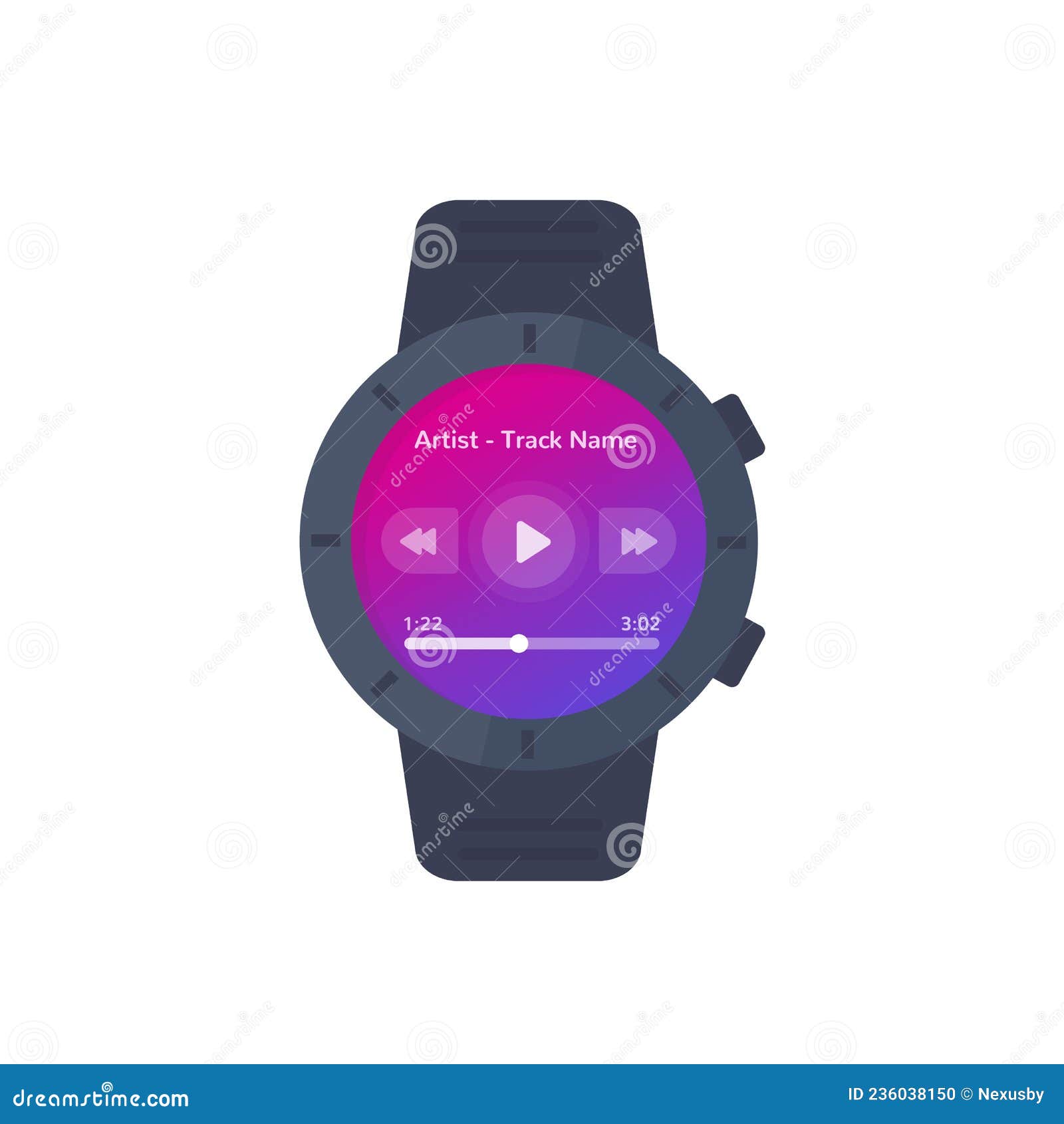 Music Player Ui for Smart Watch, Vector Interface Stock Vector ...
