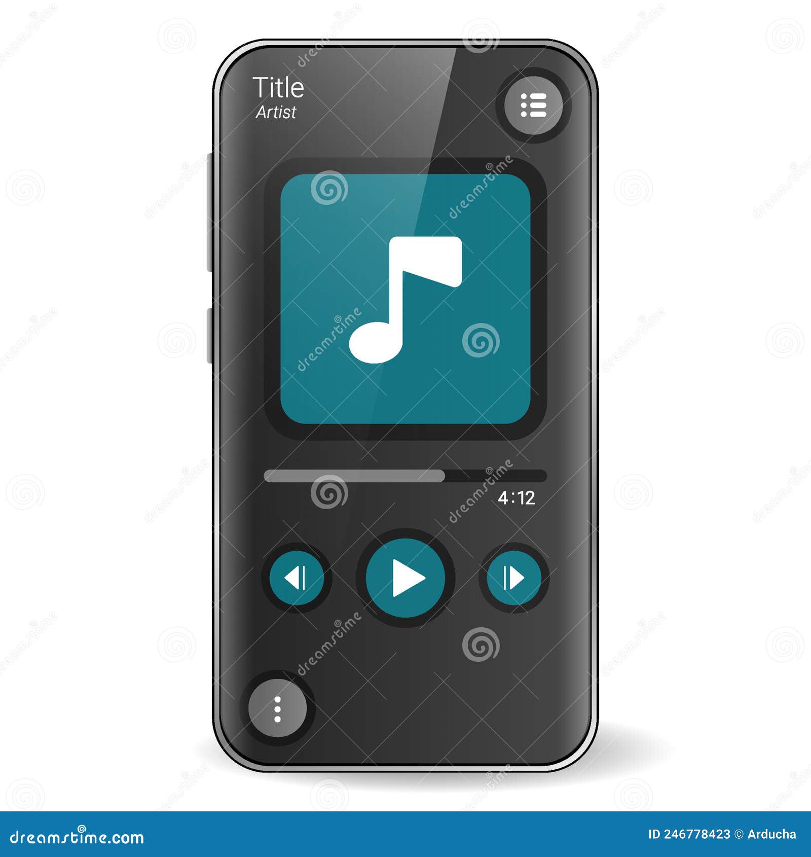 Music Player User Interface Realistic Smartphone Stock Vector ...