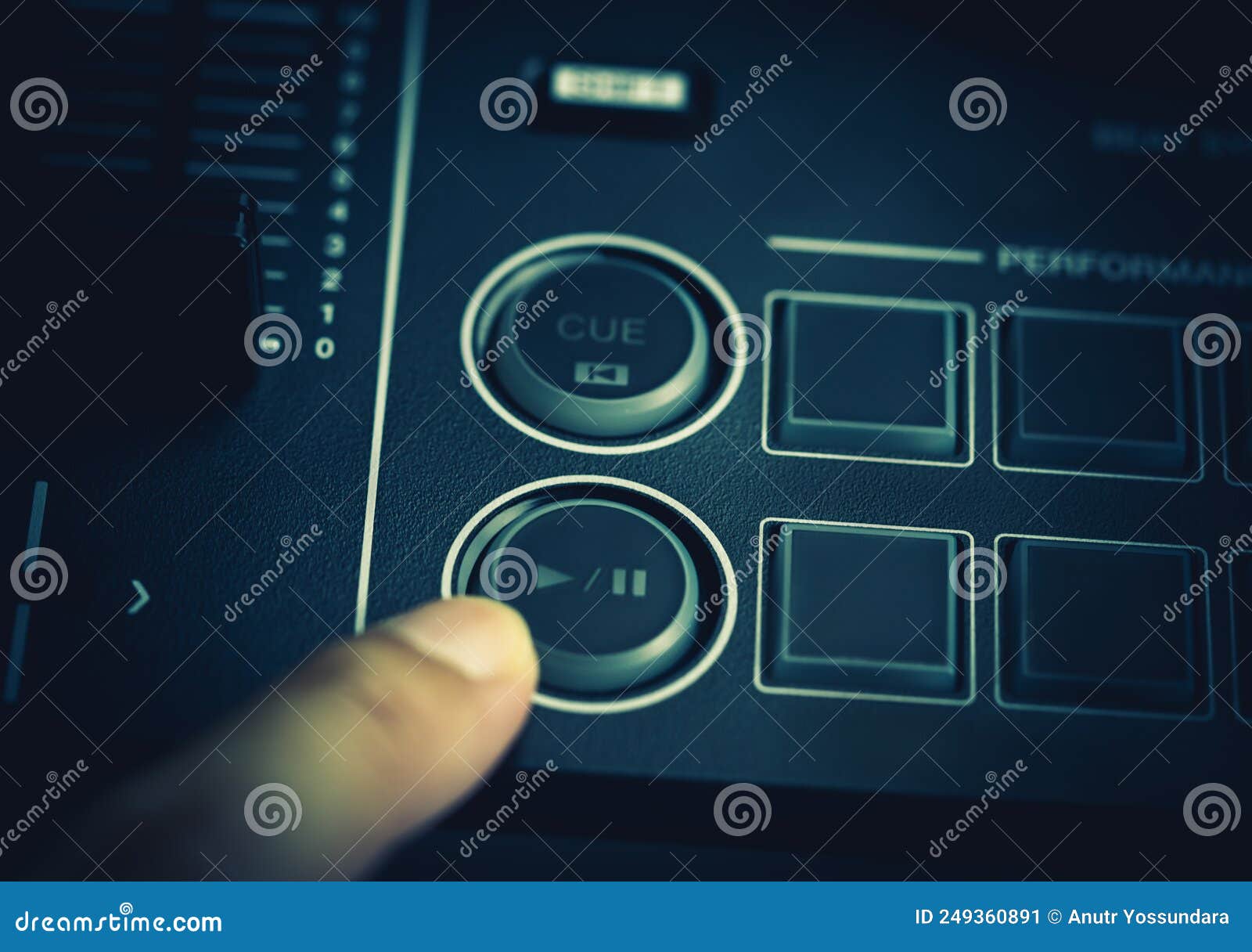 Music Playing Button on DJ Mixing Deck Controller Equipment Stock Image ...