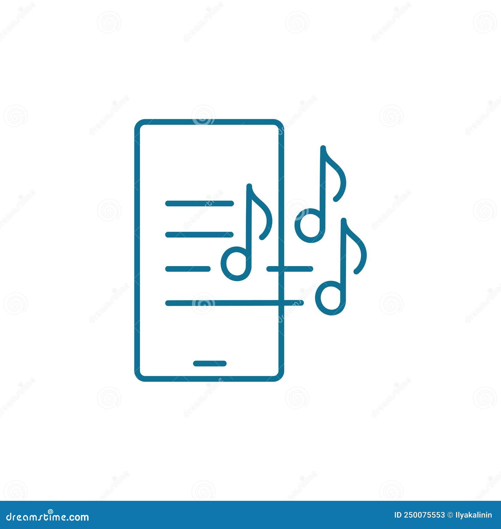 Music Playlist. Mobile App. Musical Notes. Line Vector Icon. Editable ...