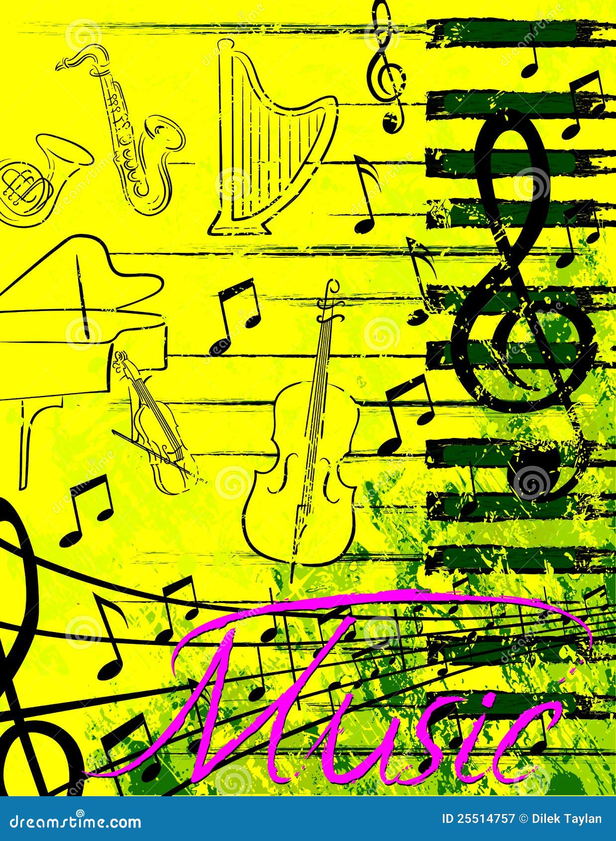 Music poster stock illustration. Illustration of instrument - 25514757
