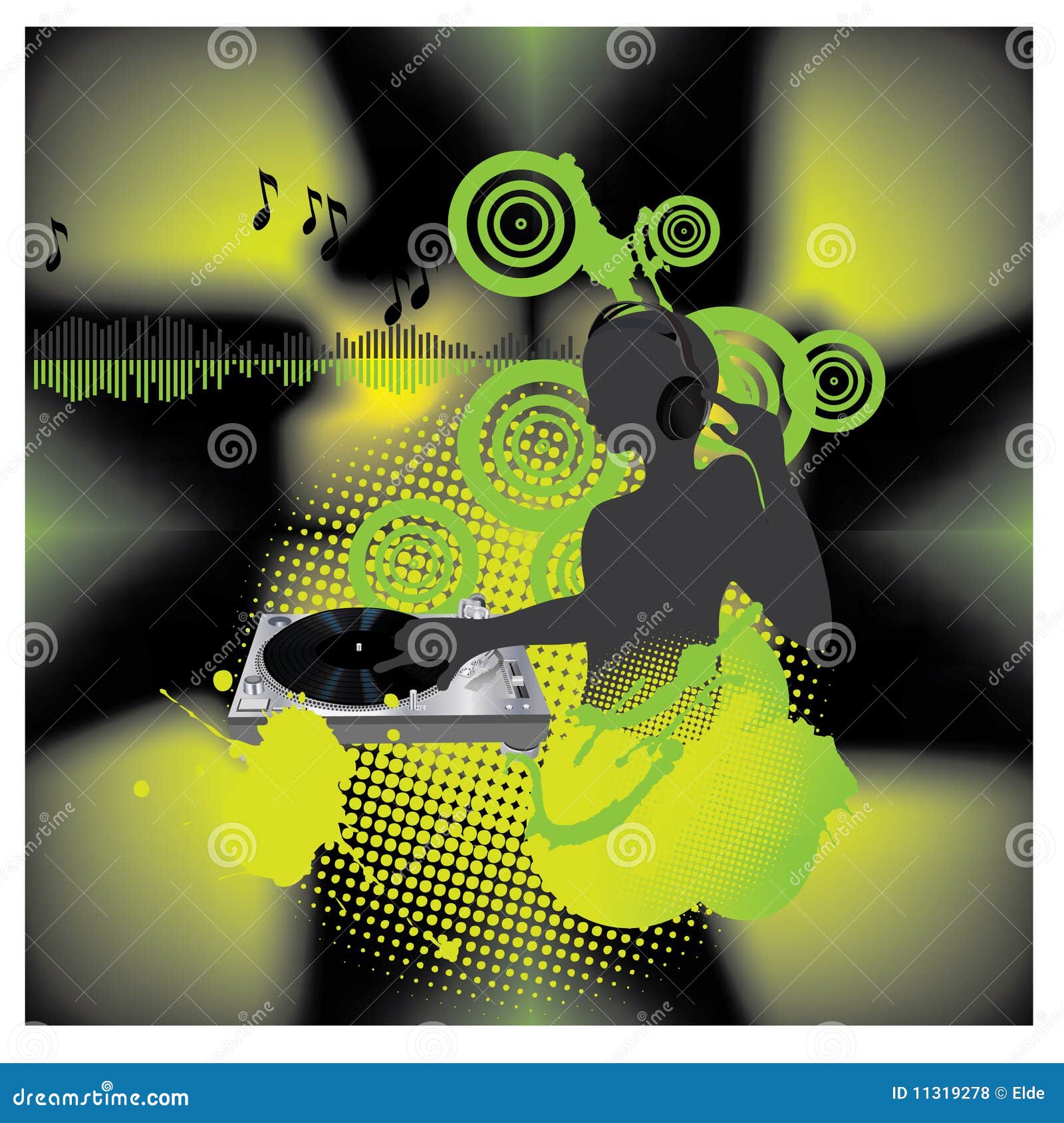 Music poster.DJ turntable stock vector. Illustration of happy - 11319278