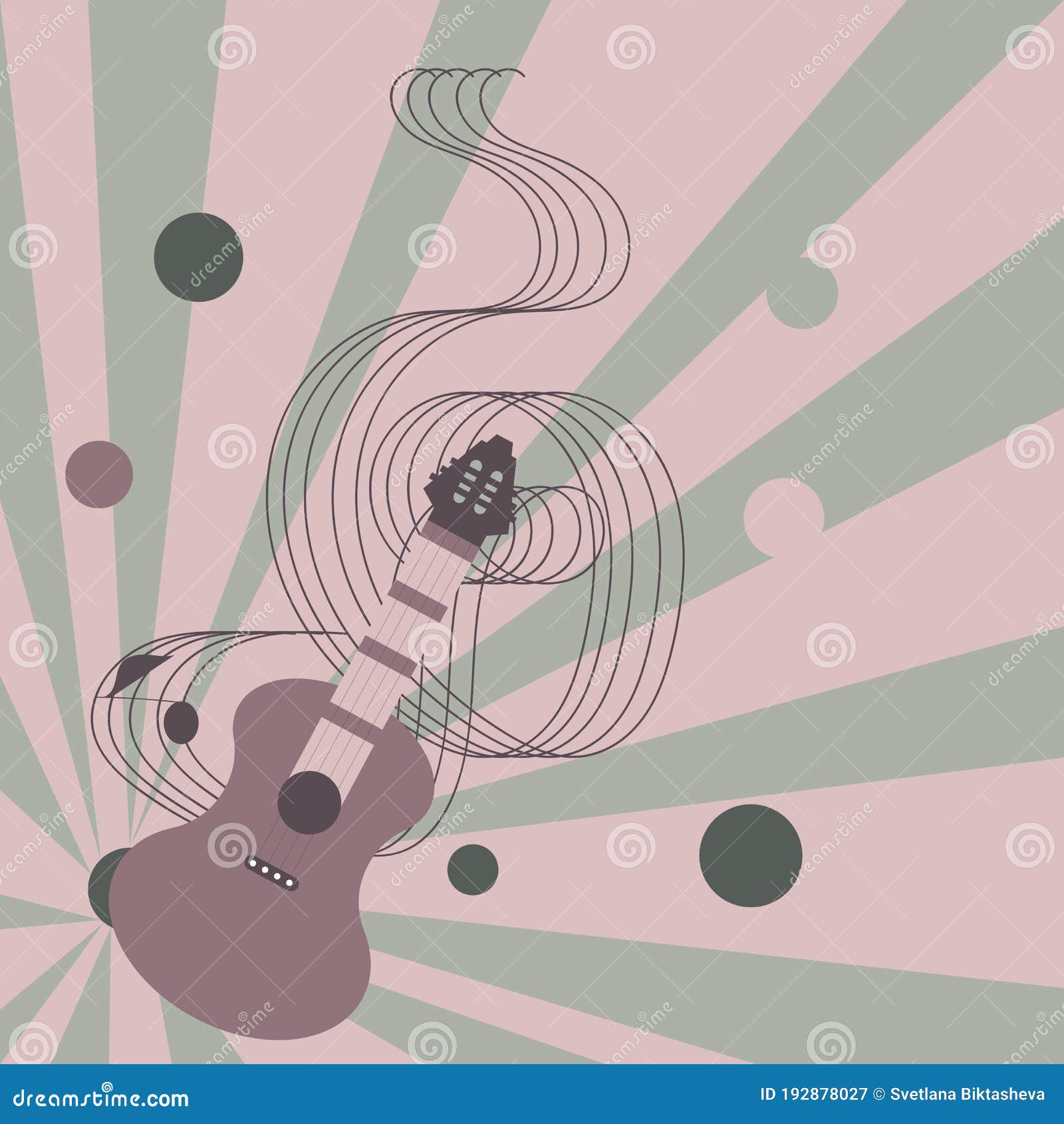 Music Poster with Guitar. Abstract String Instrument Illustration Stock ...