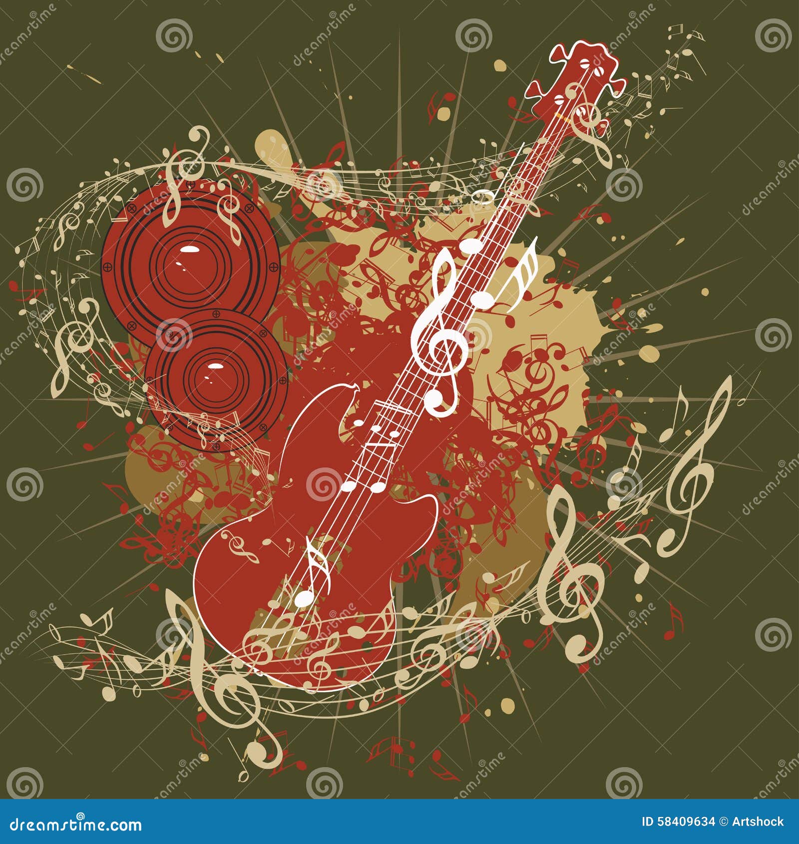 Music Poster with Guitar stock vector. Illustration of rock - 58409634