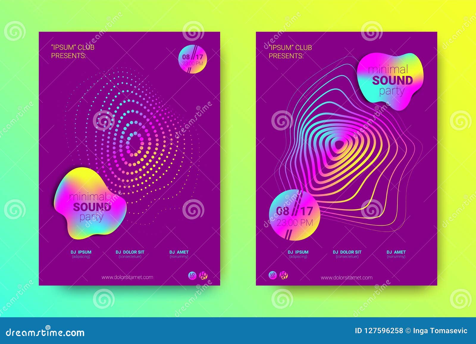 Music Posters Set with Wave Lines and Distortion. Stock Vector ...
