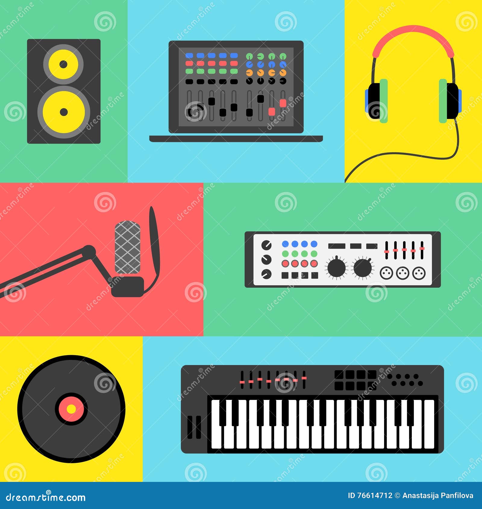 Music production icons. stock vector. Illustration of dynamic - 76614712