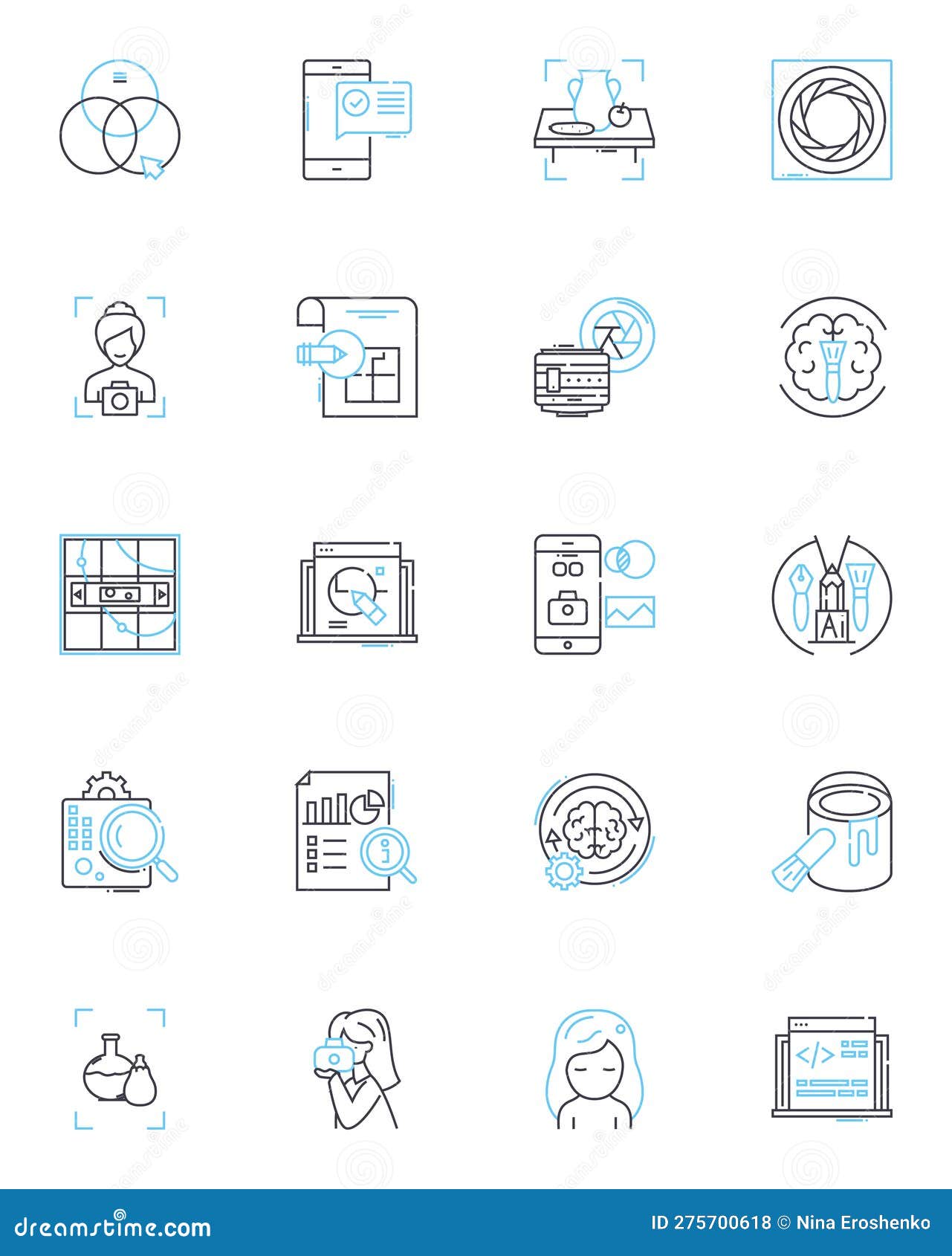 Music Production Linear Icons Set. Arrangement, Beatmaking, Composition ...