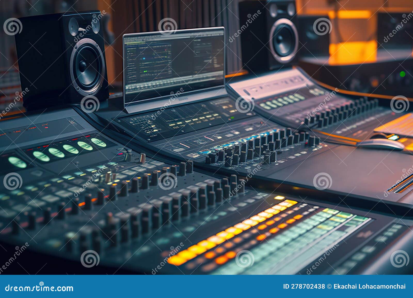 Music Production Modern Studio Control Desk with Powerful Audio ...
