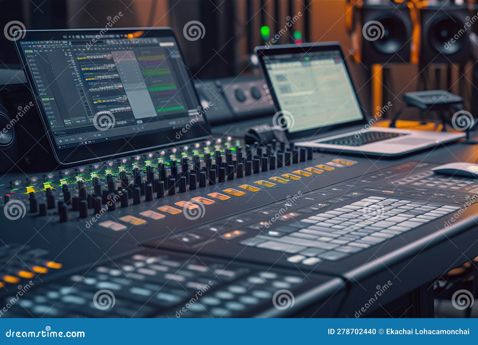Music Production Modern Studio Control Desk with Powerful Audio ...