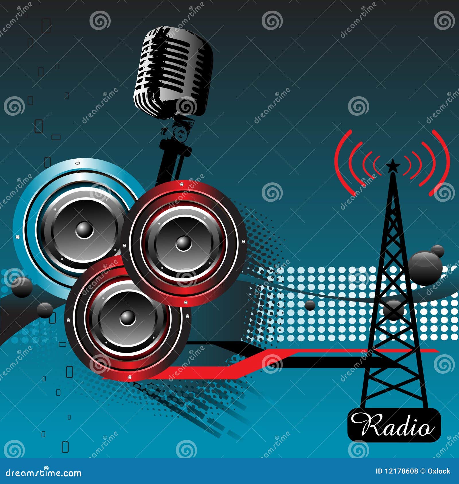 Music through radio stock vector. Illustration of communication - 12178608