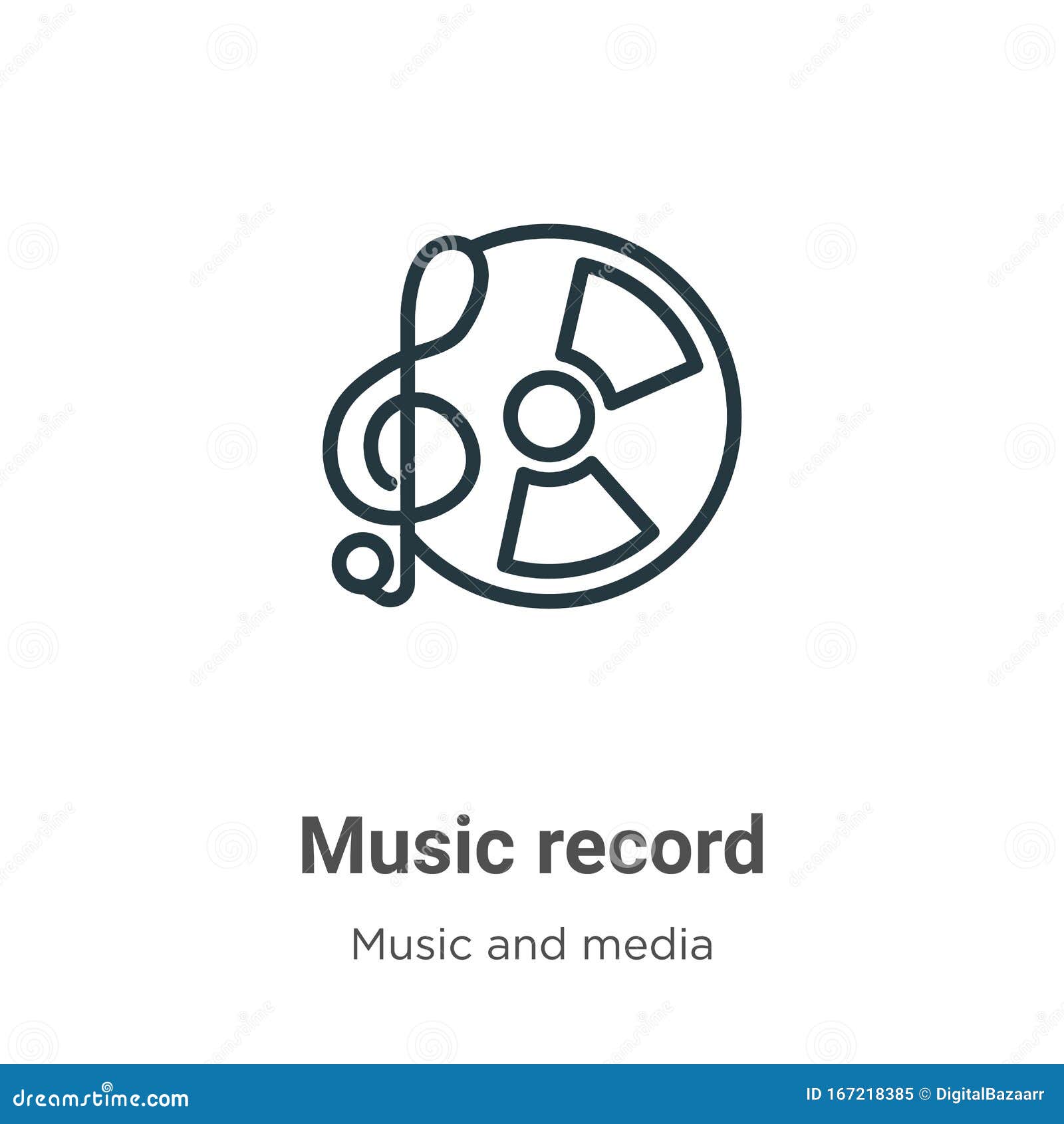 Music Record Outline Vector Icon. Thin Line Black Music Record Icon ...
