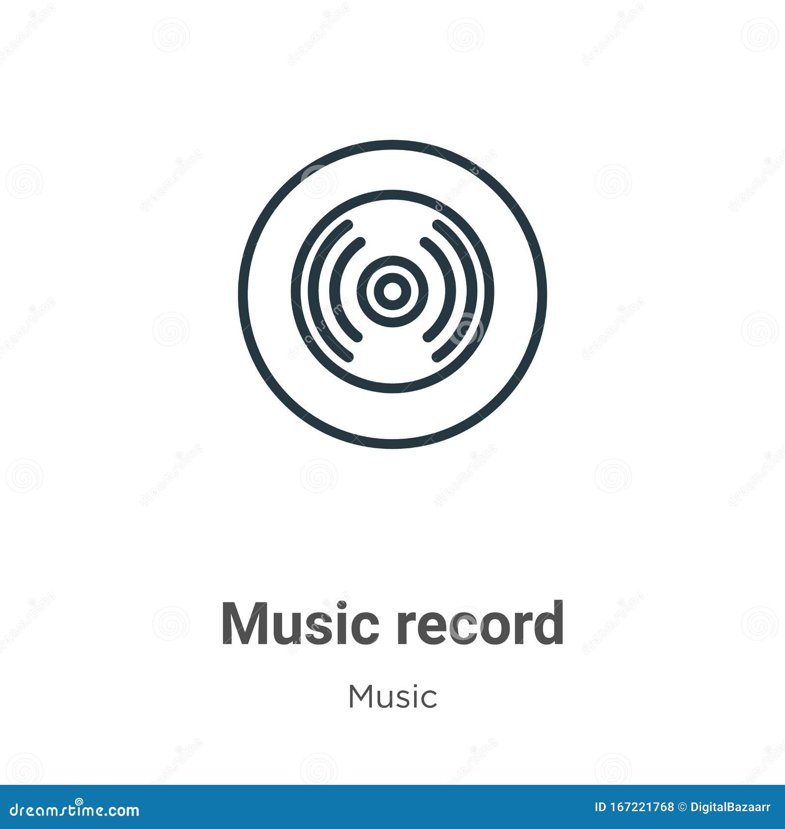 Music Record Outline Vector Icon. Thin Line Black Music Record Icon ...