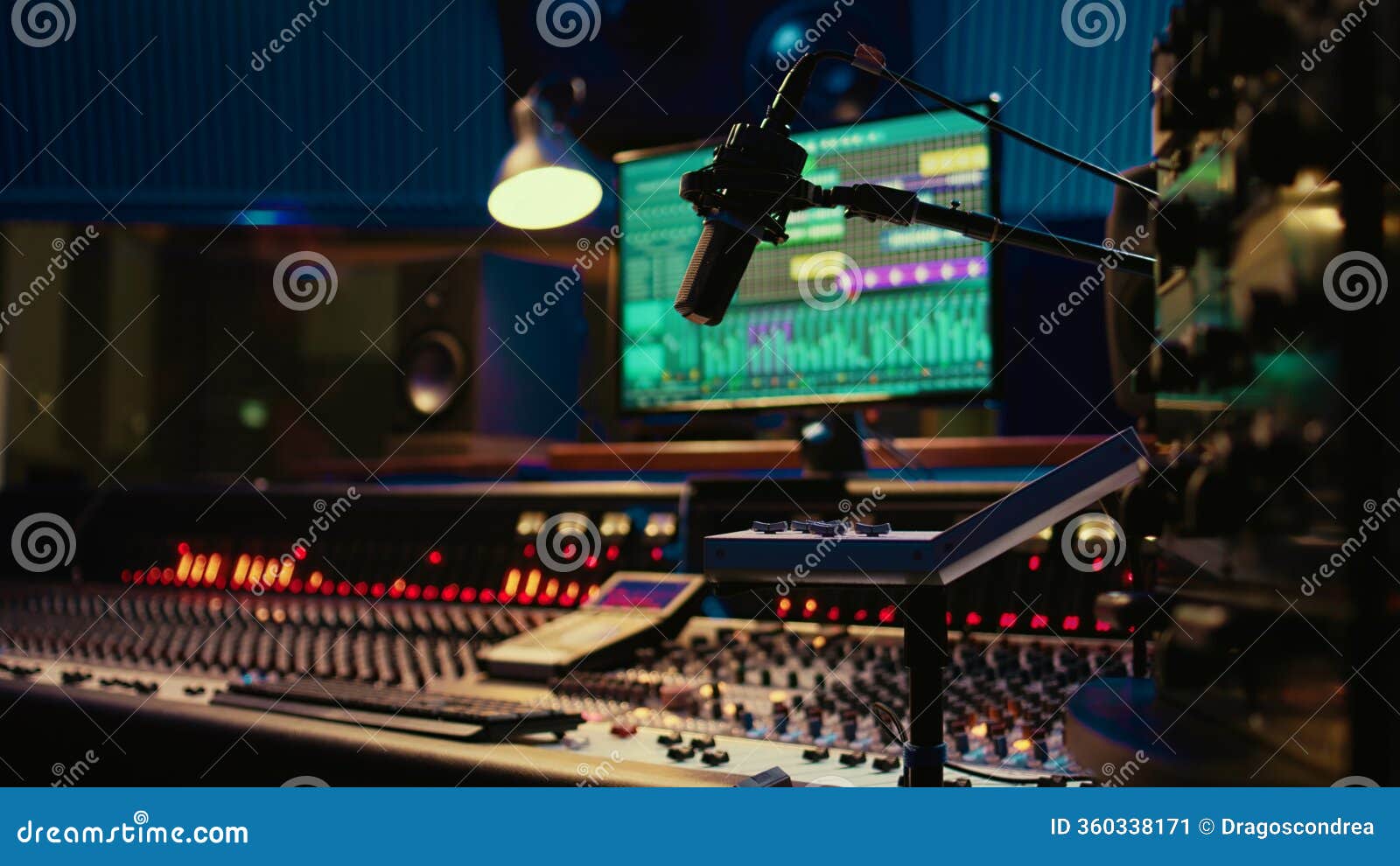 Music Recording Studio Control Room with Pre Amp Knobs Used for Volume ...