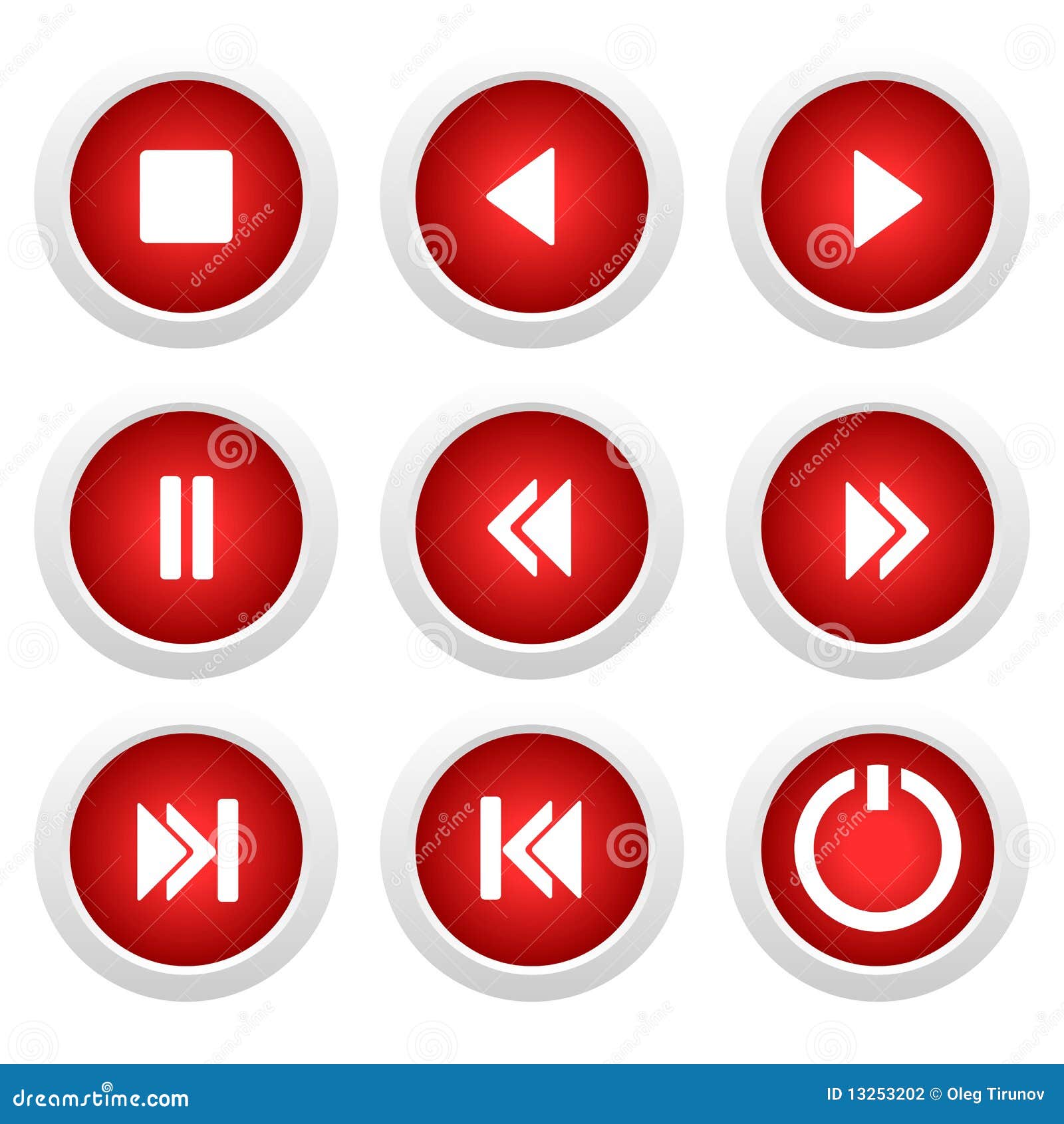 Music Red Buttons Set for Design Stock Vector - Illustration of circle ...