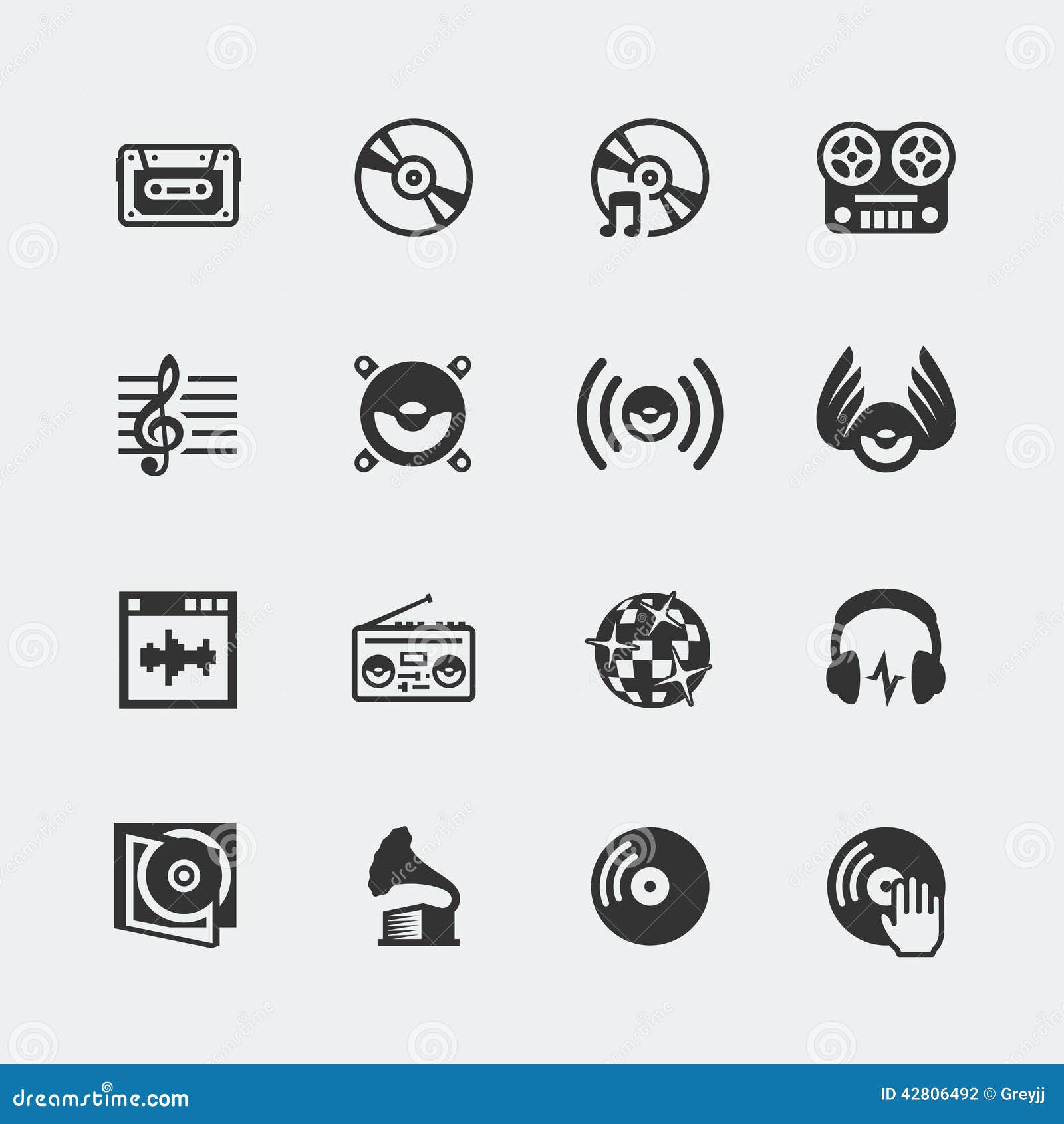 Music related vector icons stock vector. Illustration of audio - 42806492