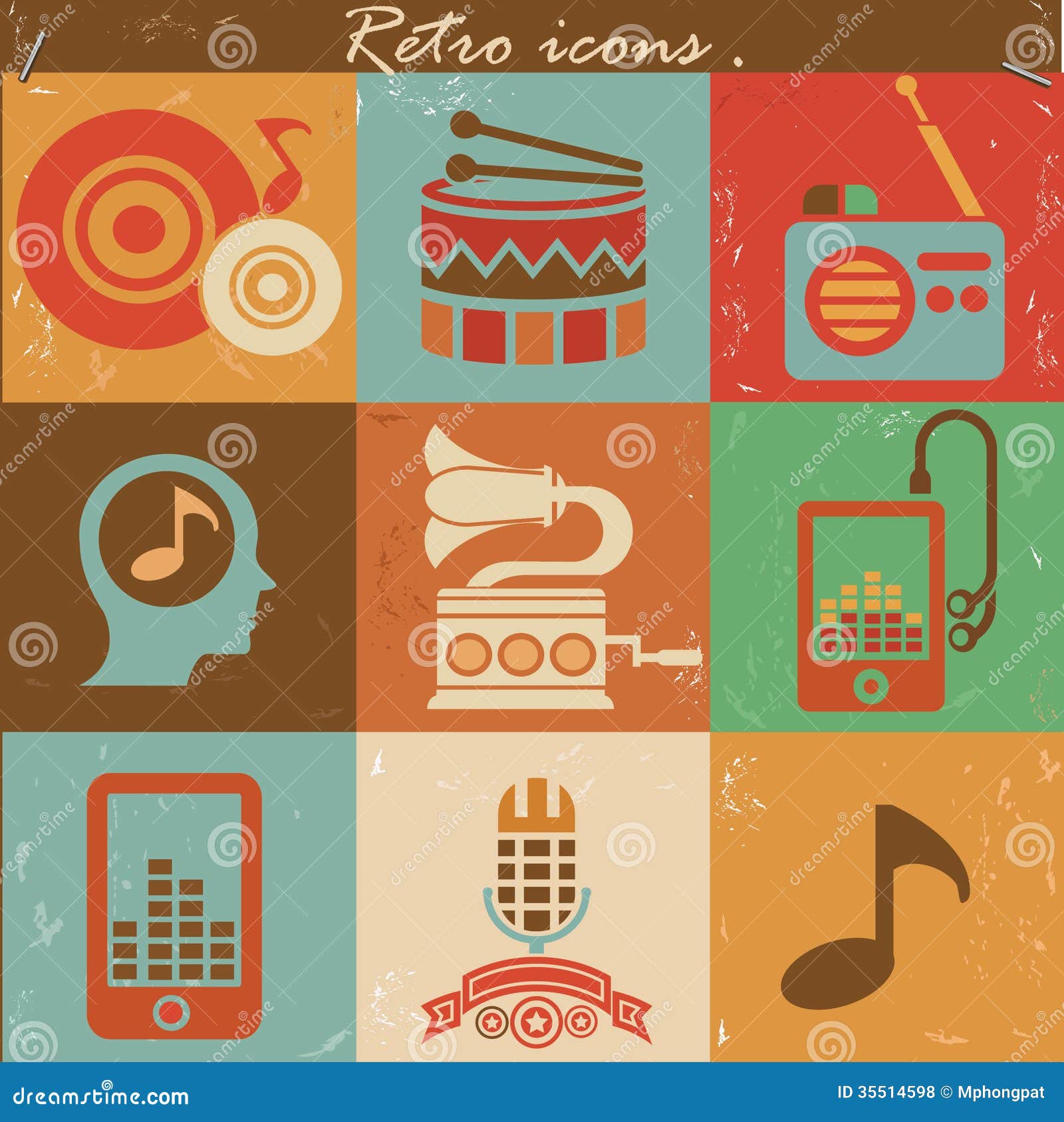 Music retro icons stock vector. Illustration of grunge - 35514598
