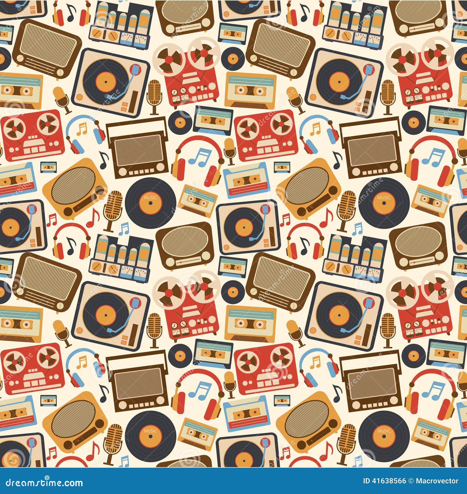 Music Retro Seamless Pattern Stock Vector - Illustration of dance ...