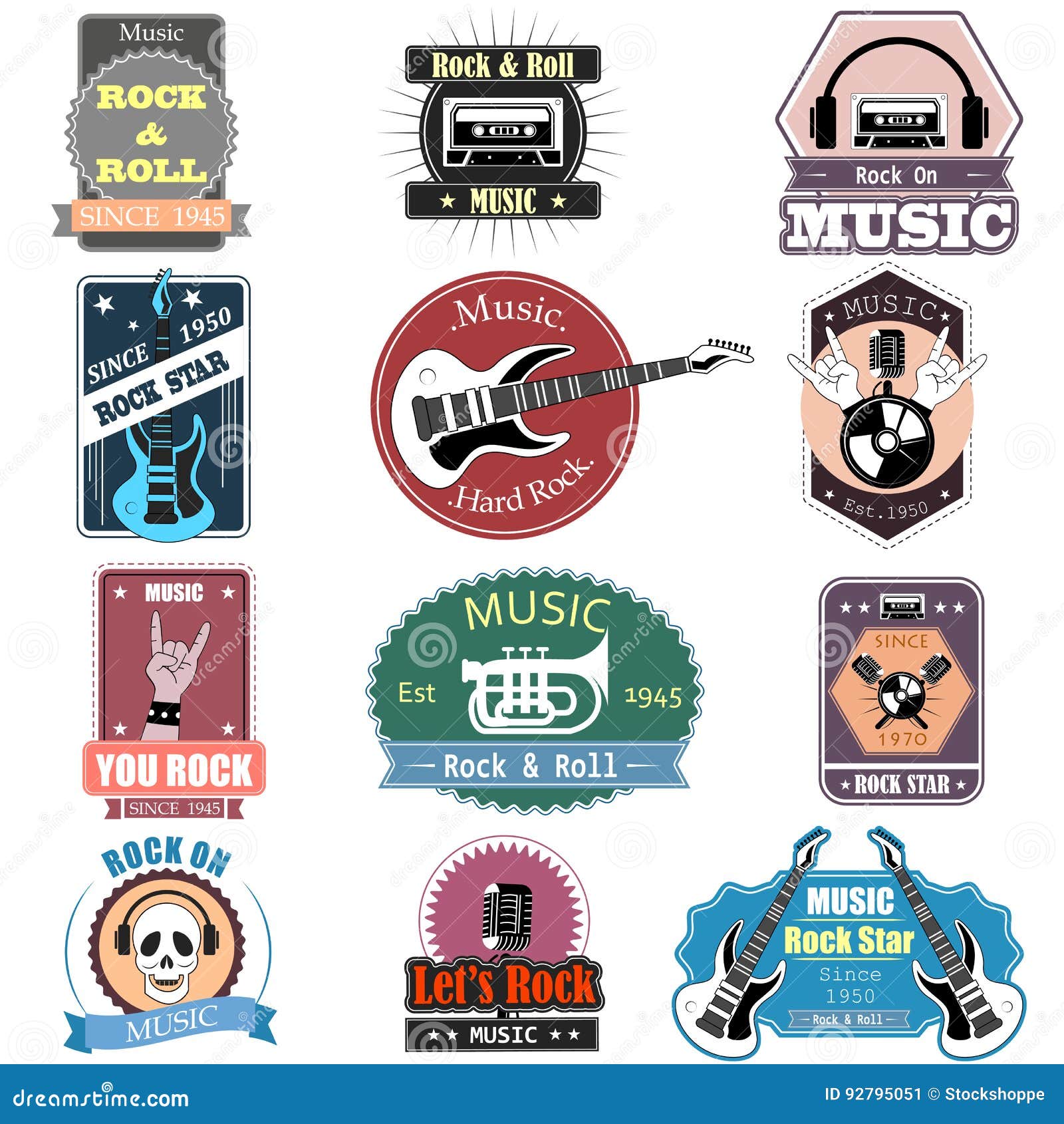 Music Rock and Roll Label Tag Sticker for Advertisement Stock Vector ...