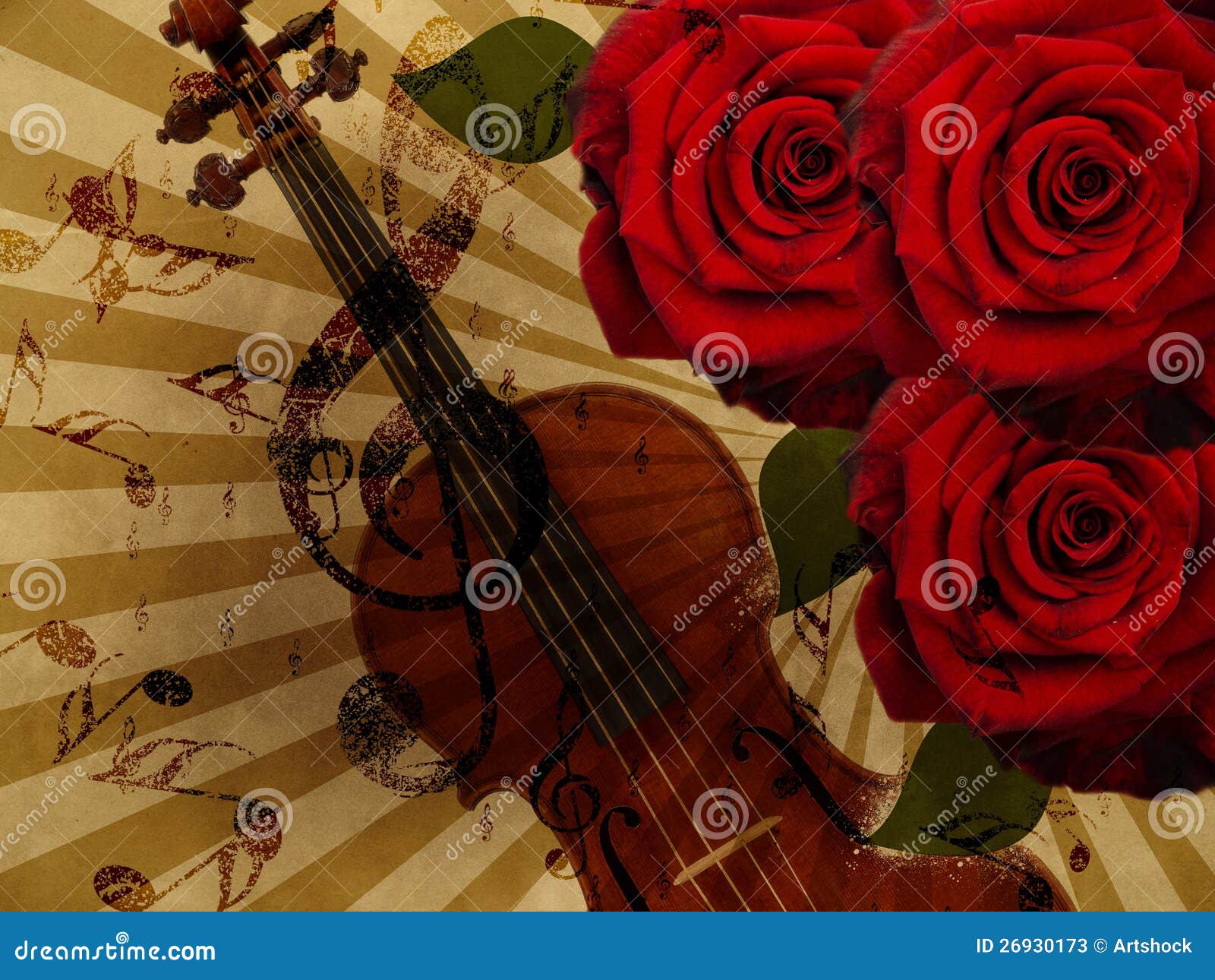 Roses And Violin Wallpaper