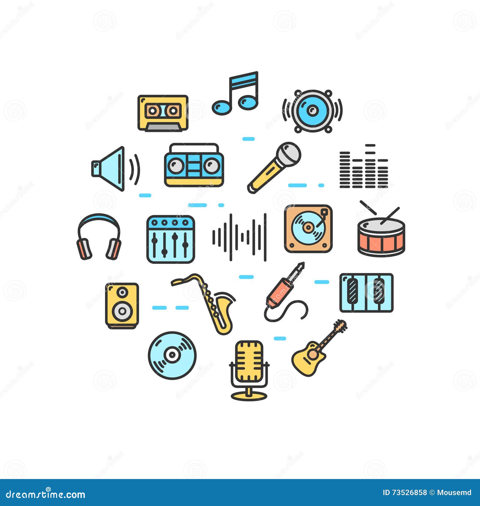 Music Round Design Template Thin Line Icon. Vector Stock Vector ...