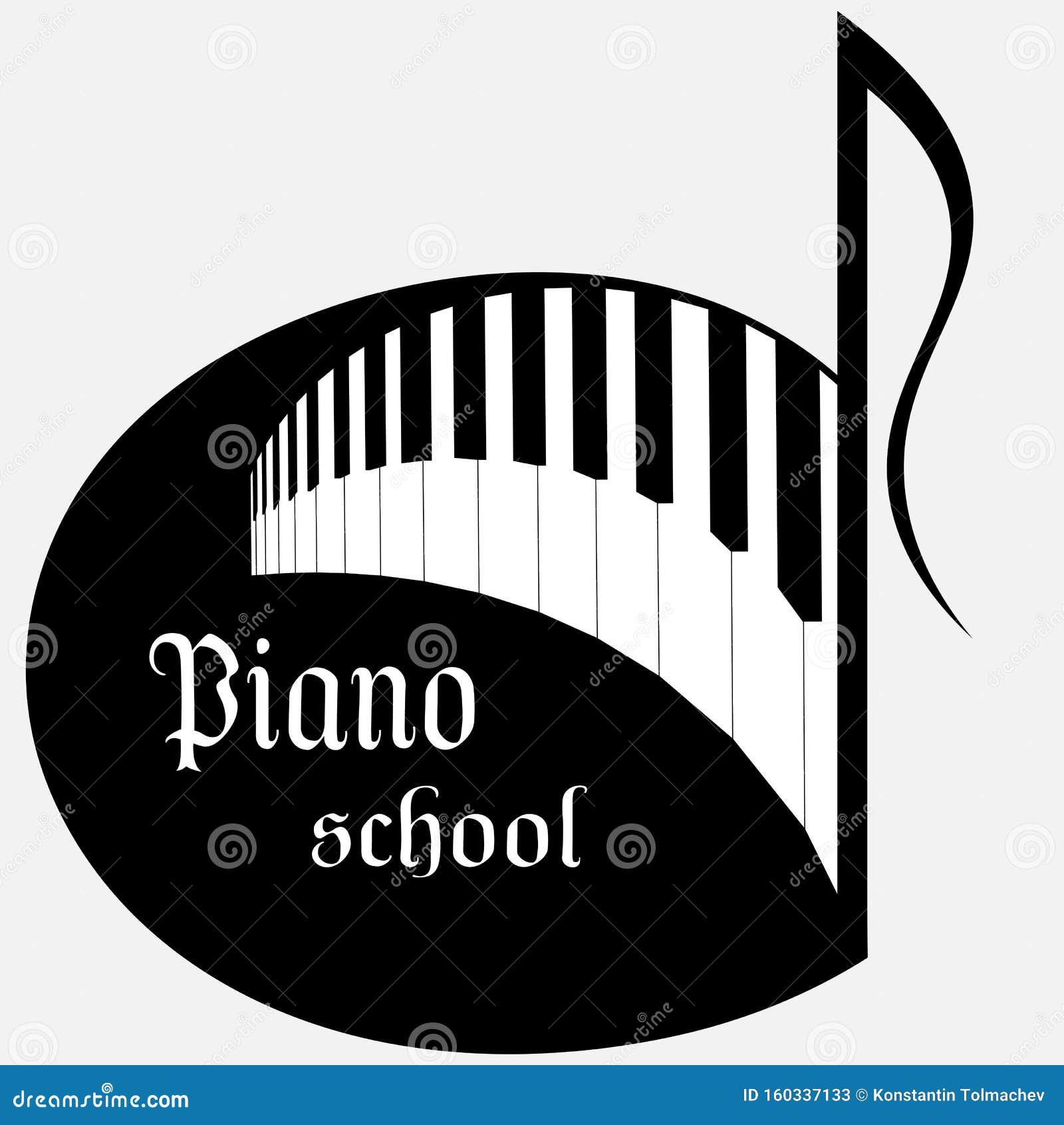 Music School Logo in the Form of a Note with Piano Keys Stock Vector ...