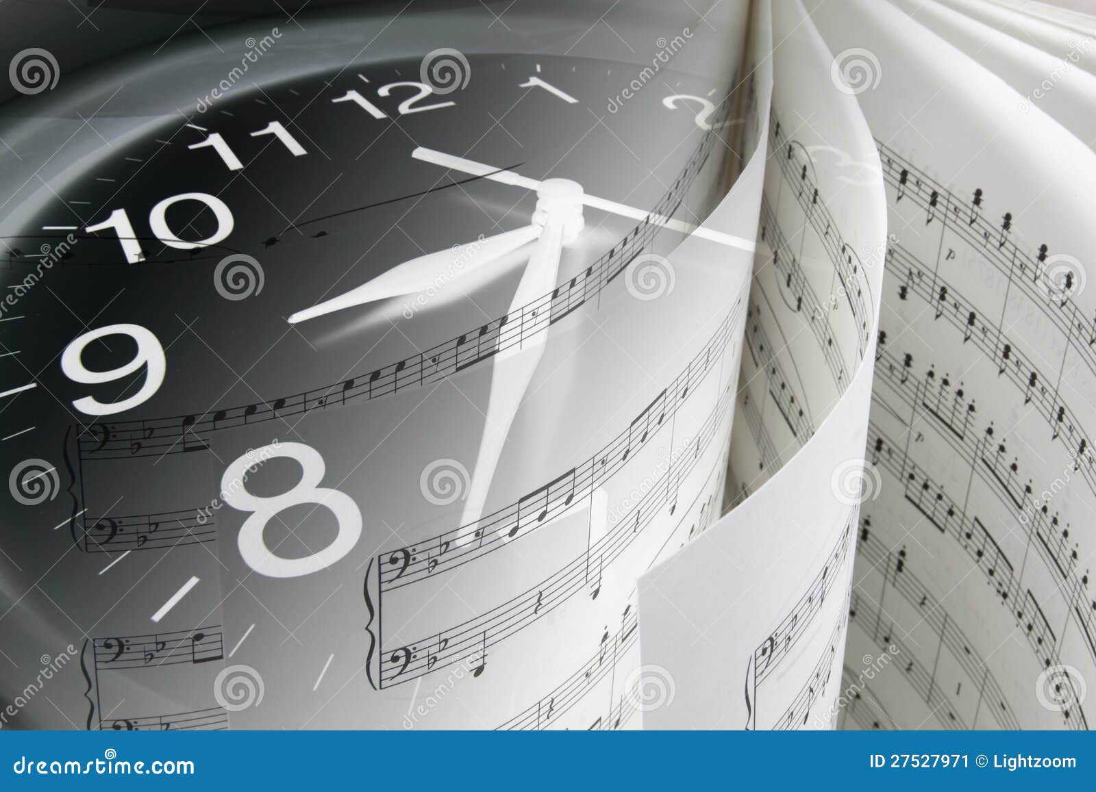 Music Score and Clock stock image. Image of music, arts - 27527971