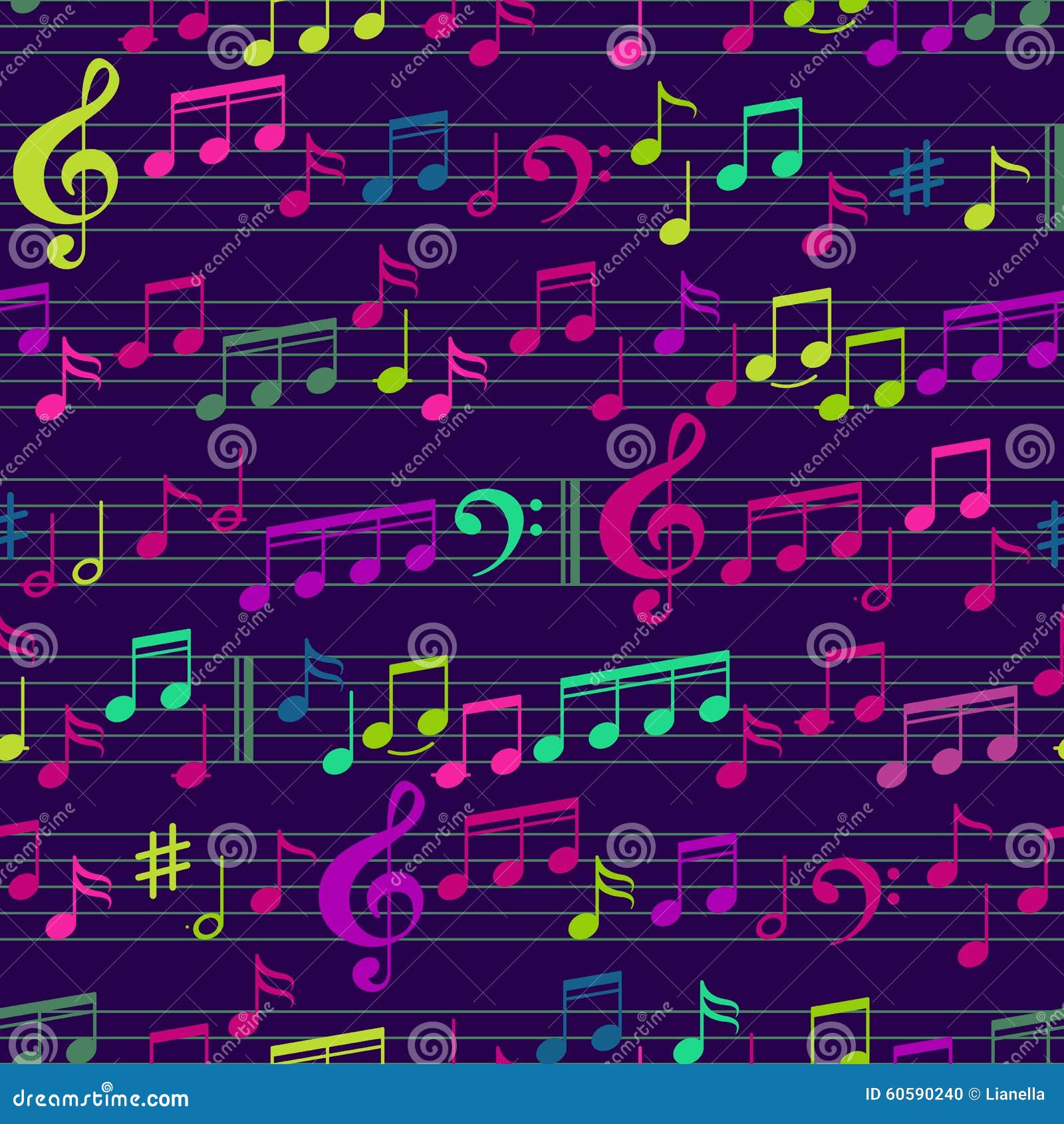Music Seamless Pattern stock vector. Illustration of quaver - 60590240