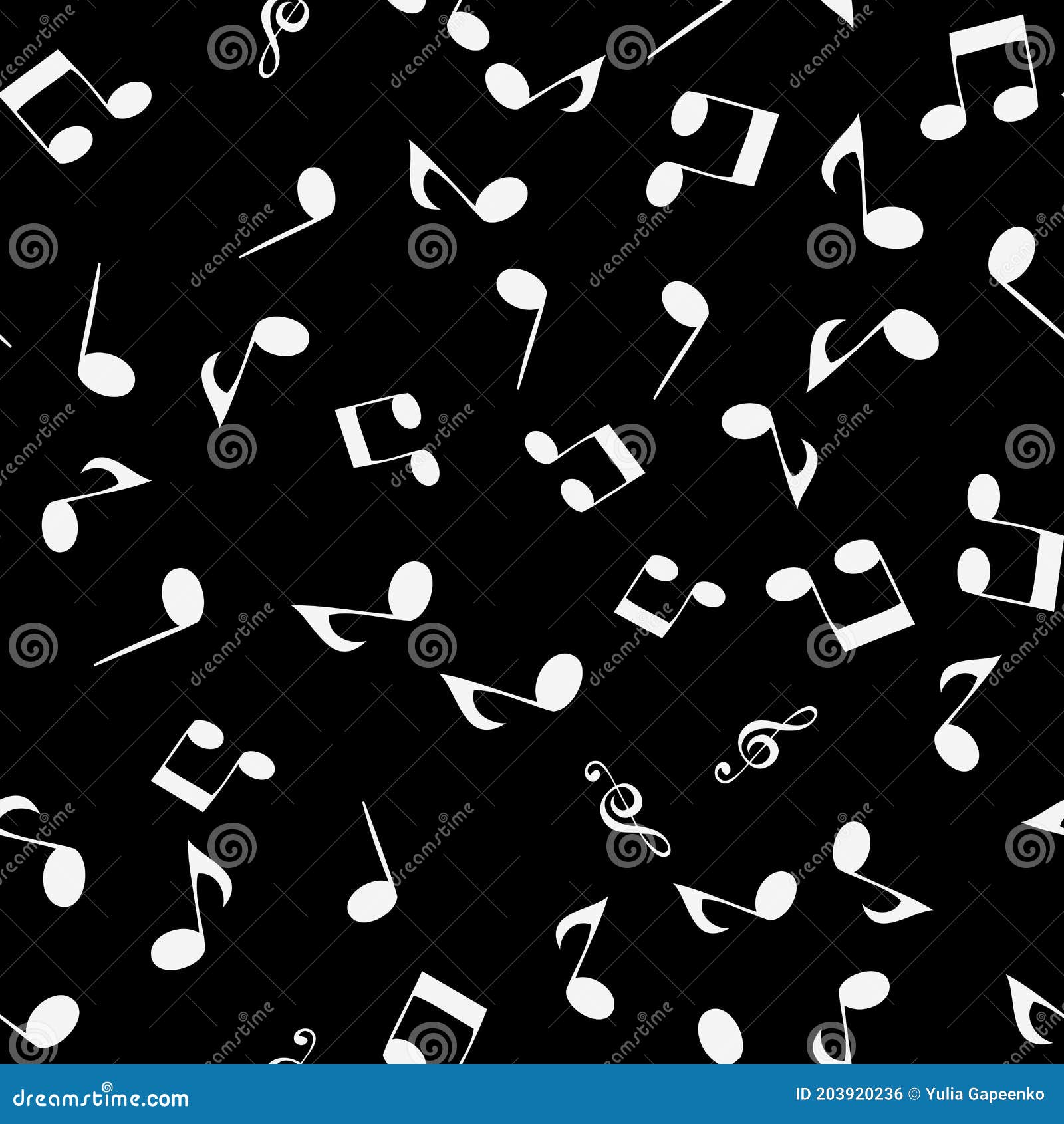 Music Seamless Pattern Background with Notes. Vector Illustration Stock ...