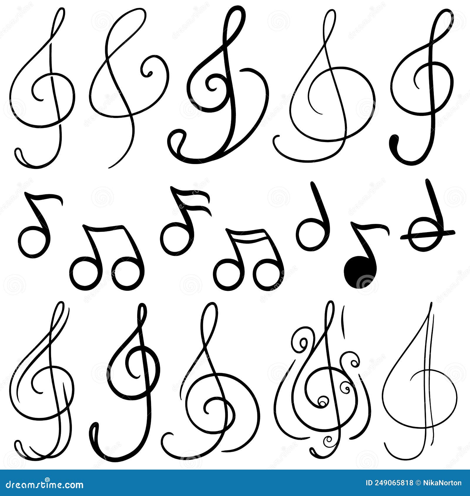 Set of Hand Drawn Music Elements Stock Vector - Illustration of play ...