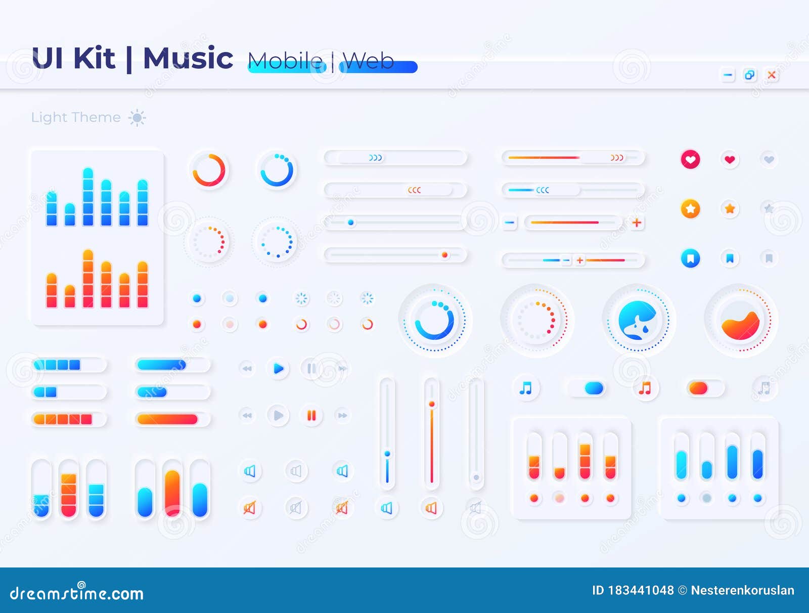 Music Settings UI Elements Kit Stock Vector - Illustration of loading ...