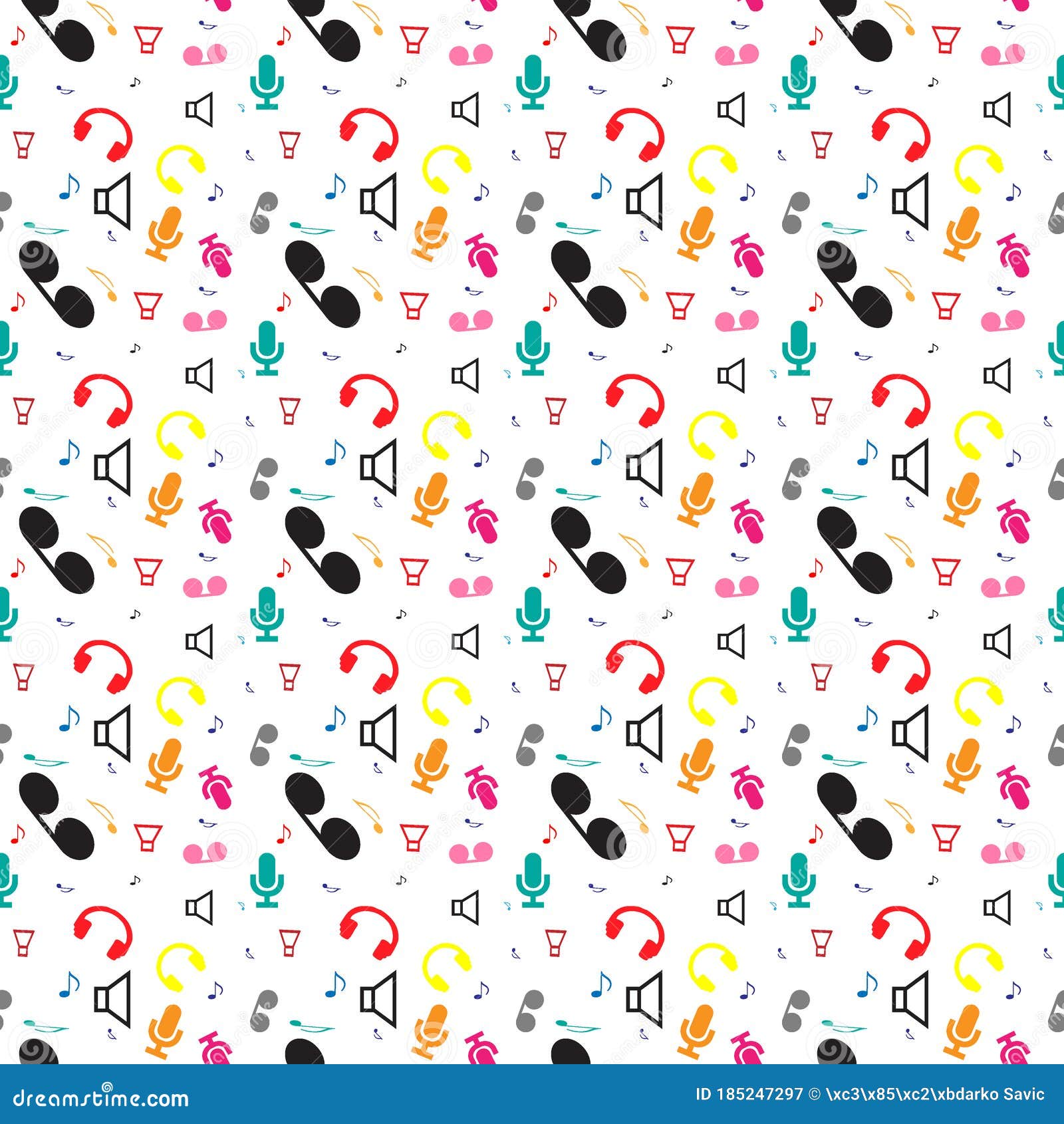 Music Shapes Pattern Vector Illustration Stock Vector - Illustration of ...