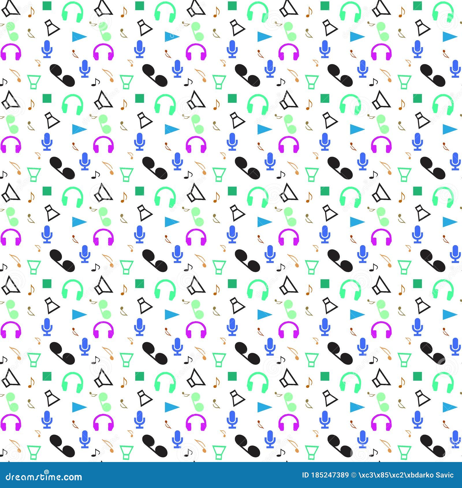 Music Shapes Pattern Vector Illustration Stock Vector - Illustration of ...