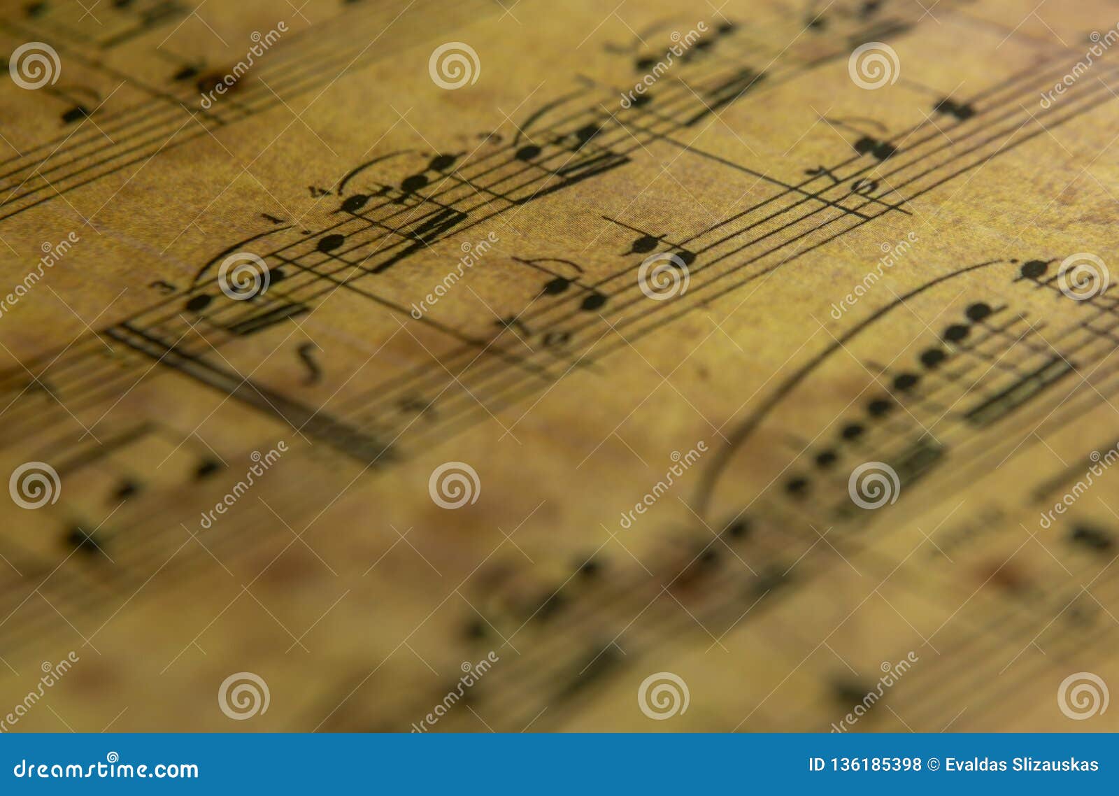 Music sheet on old paper stock photo. Image of aged - 136185398
