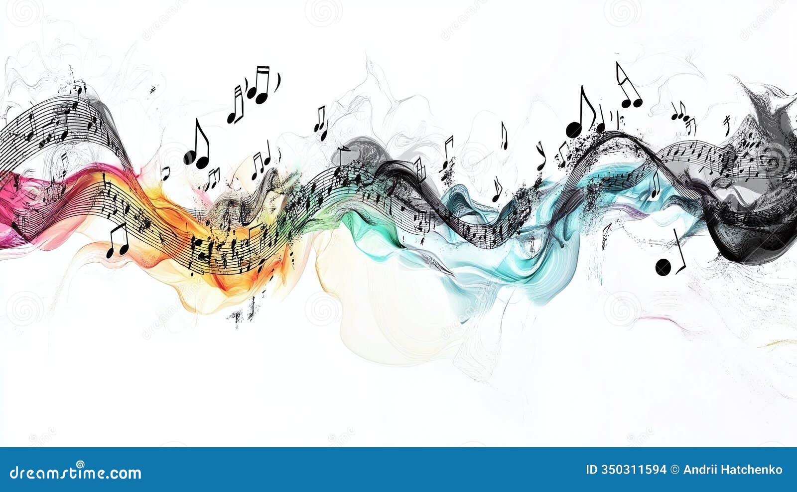Music Sheet Pattern with Custom Notes and Symbols Arranged in Flowing ...