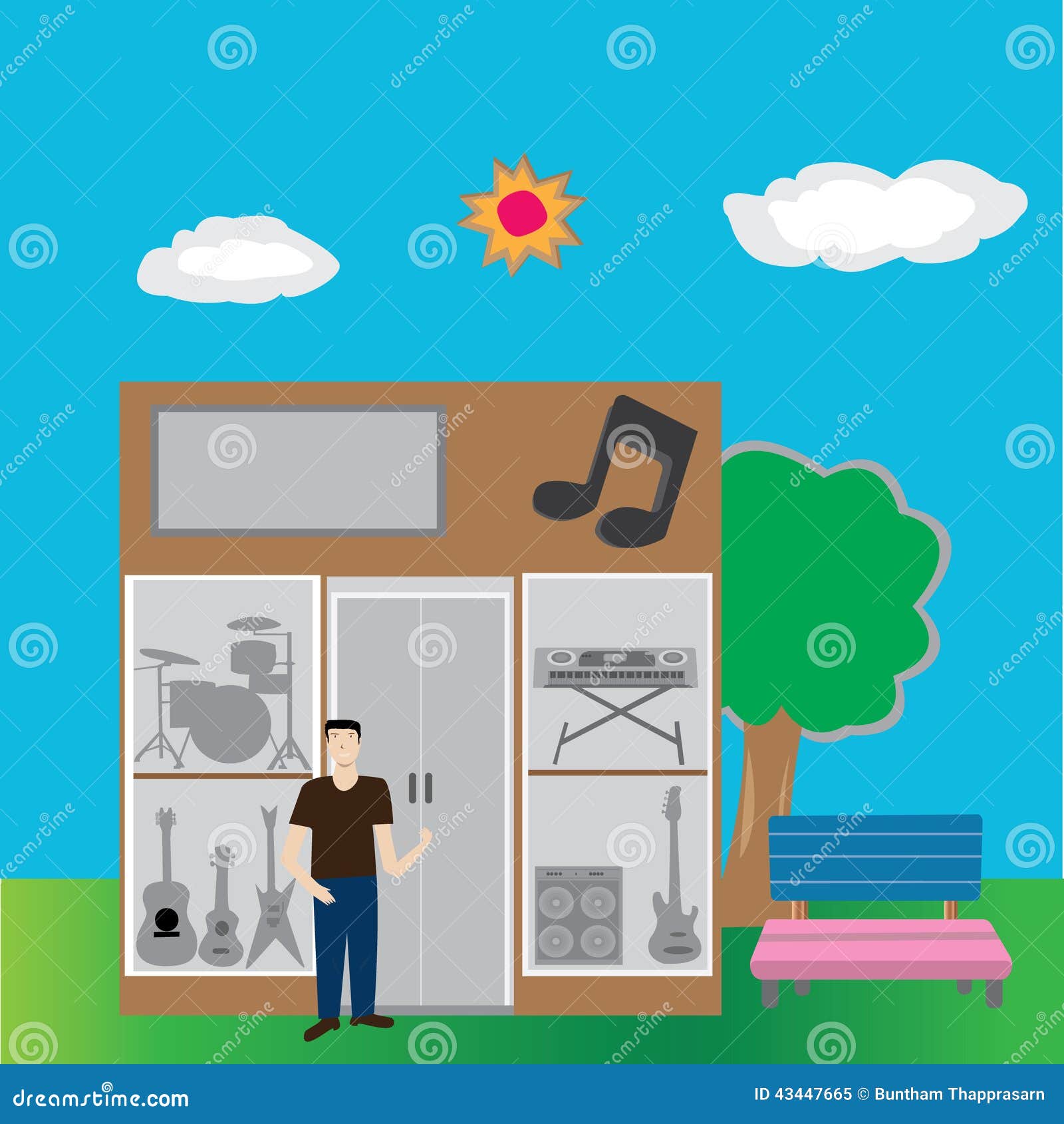 Music shop stock vector. Illustration of music, background - 43447665