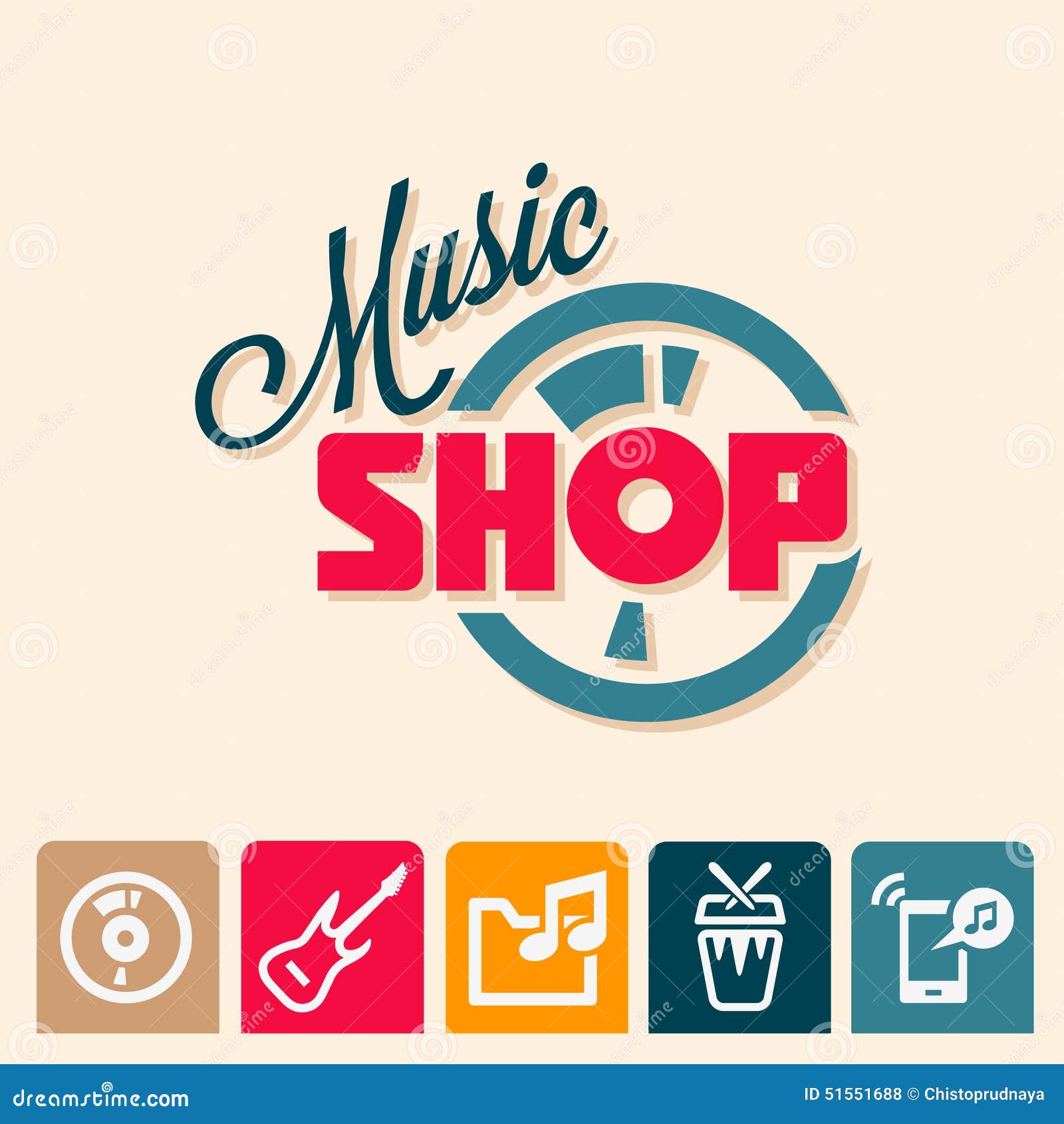 Music shop logo stock vector. Illustration of instruments - 51551688