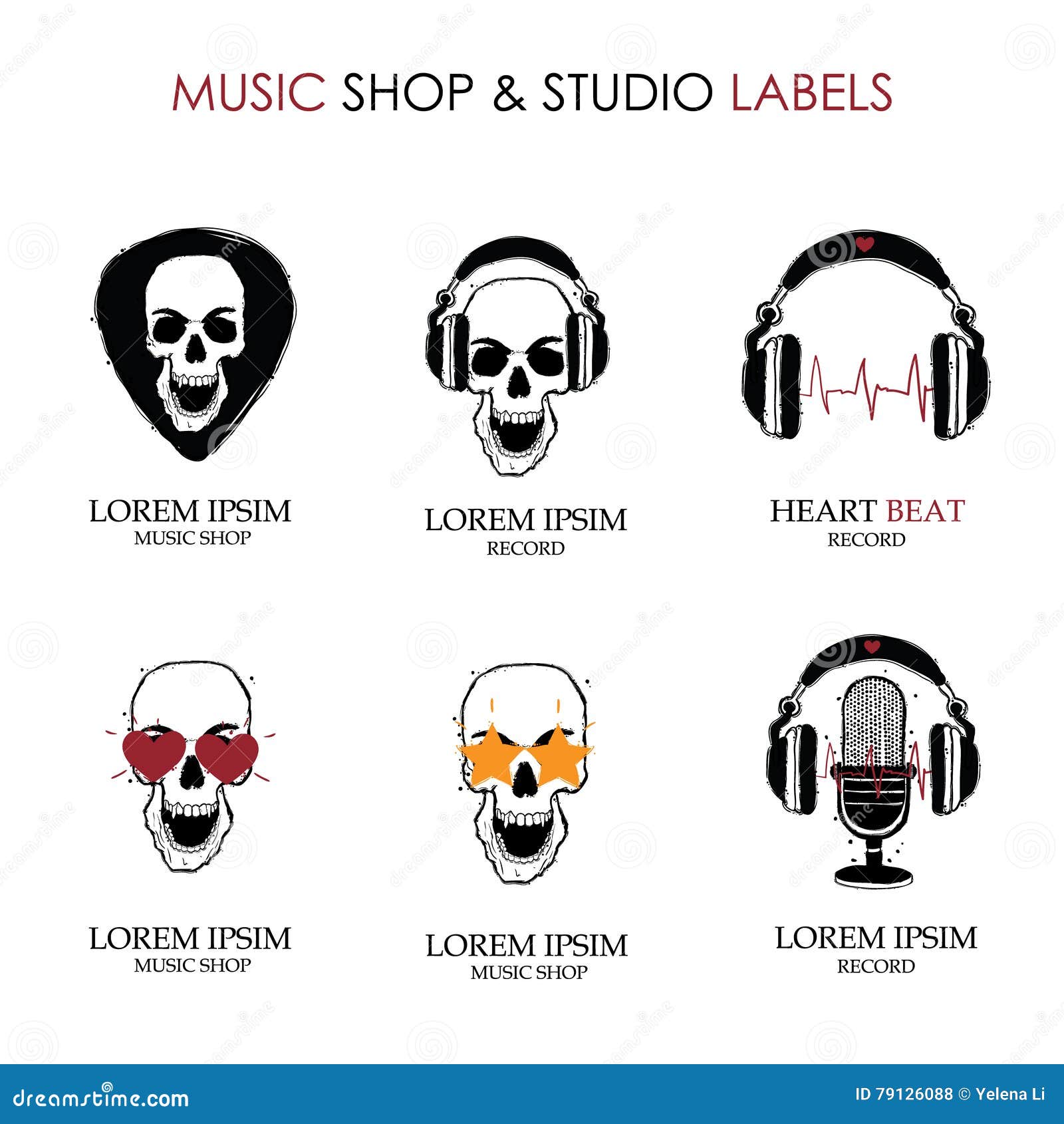 Music shop and studio stock vector. Illustration of hearts - 79126088