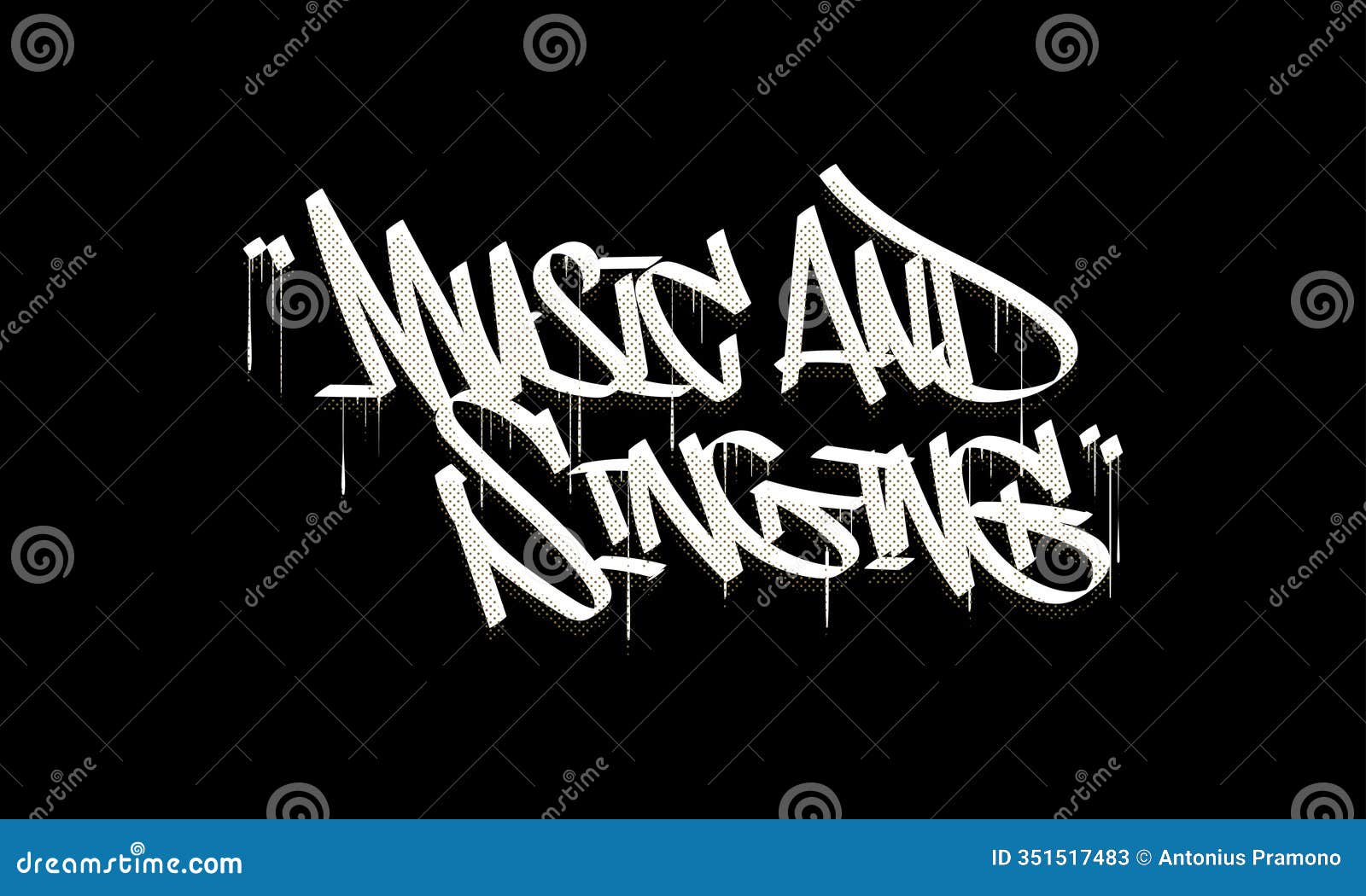 MUSIC and SINGING Graffiti Tag Style Design Stock Illustration ...