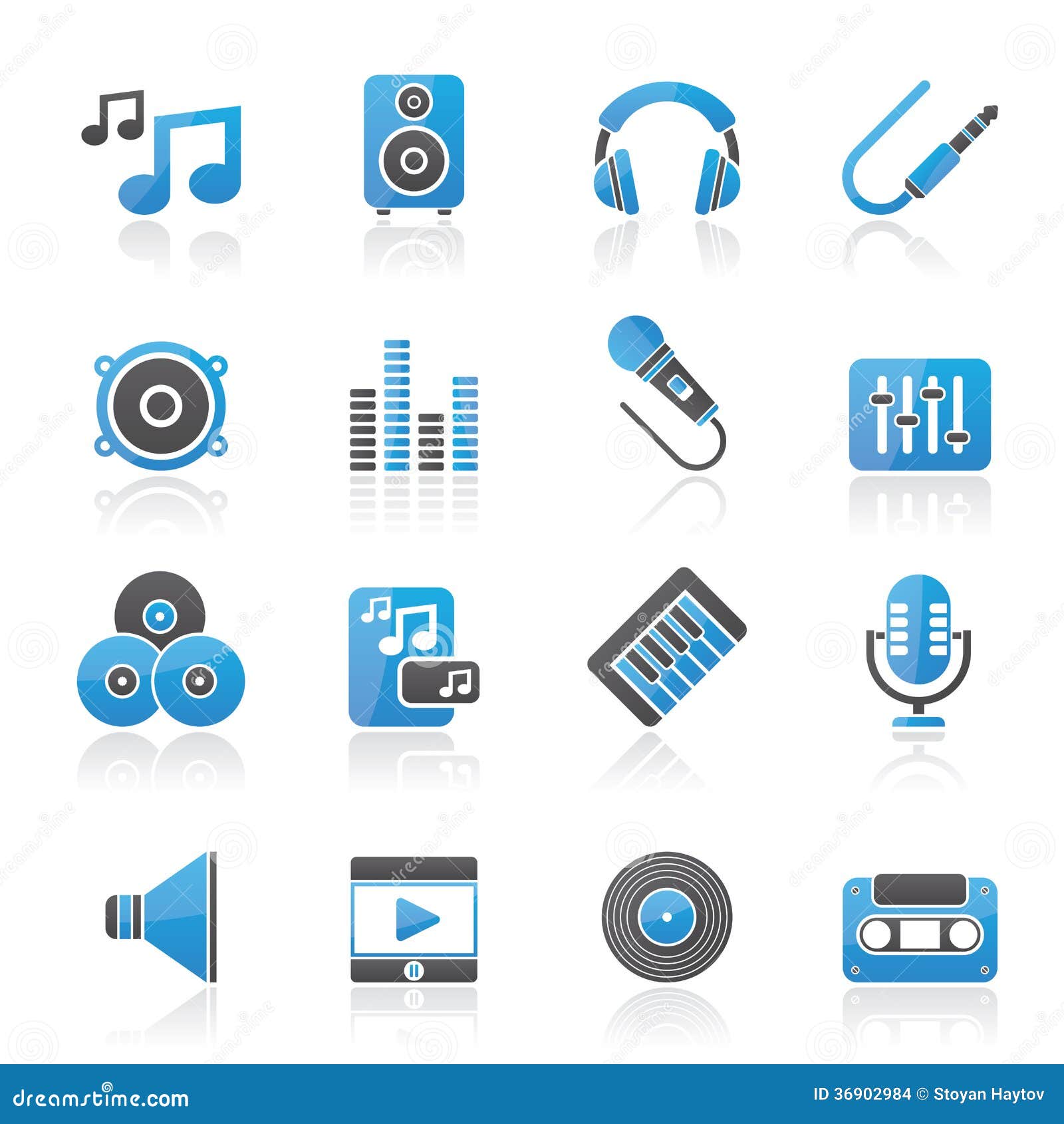 Music, Sound and Audio Icons Stock Vector - Illustration of equipment ...