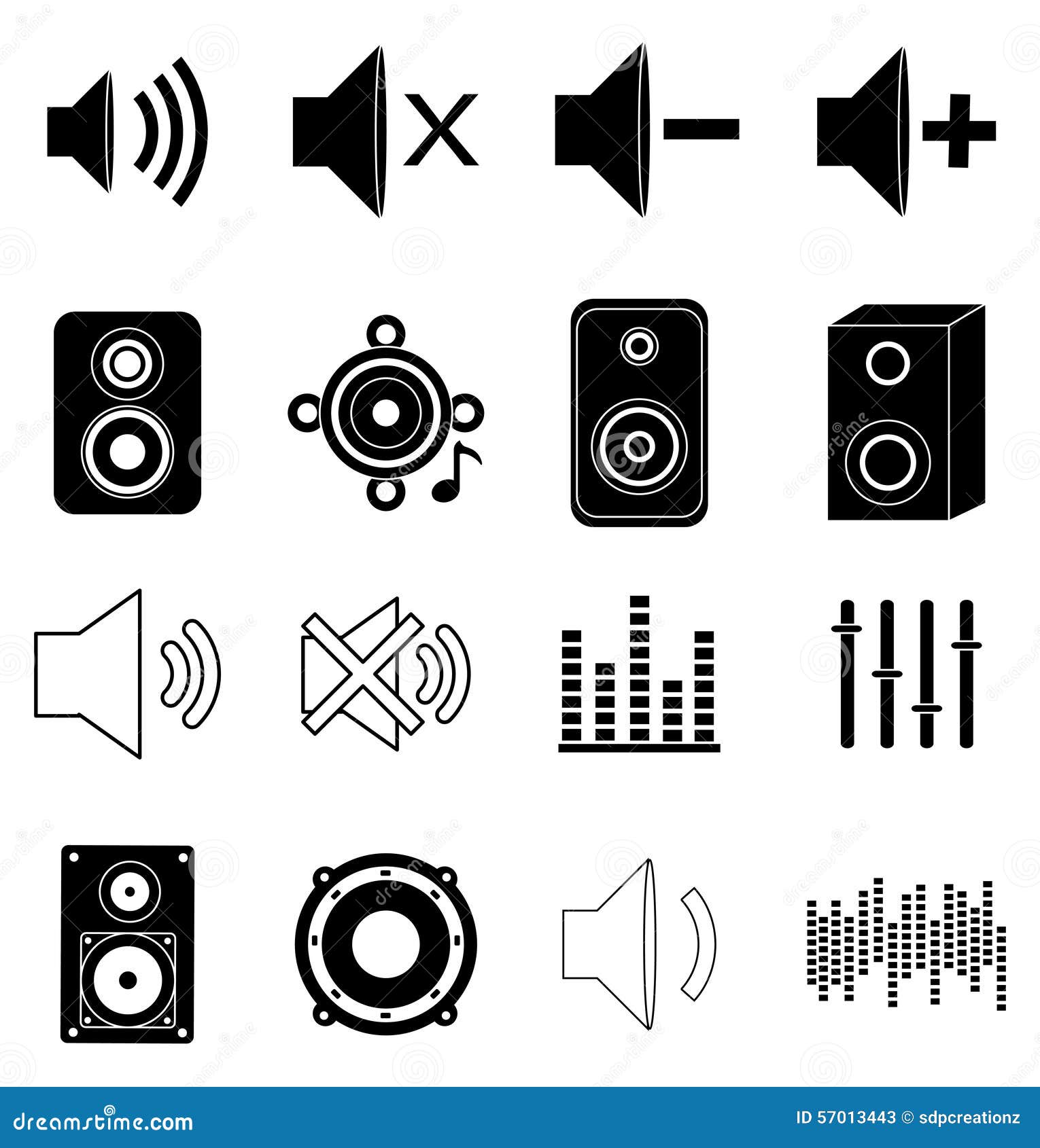 Music sound icons set stock vector. Illustration of simplus - 57013443