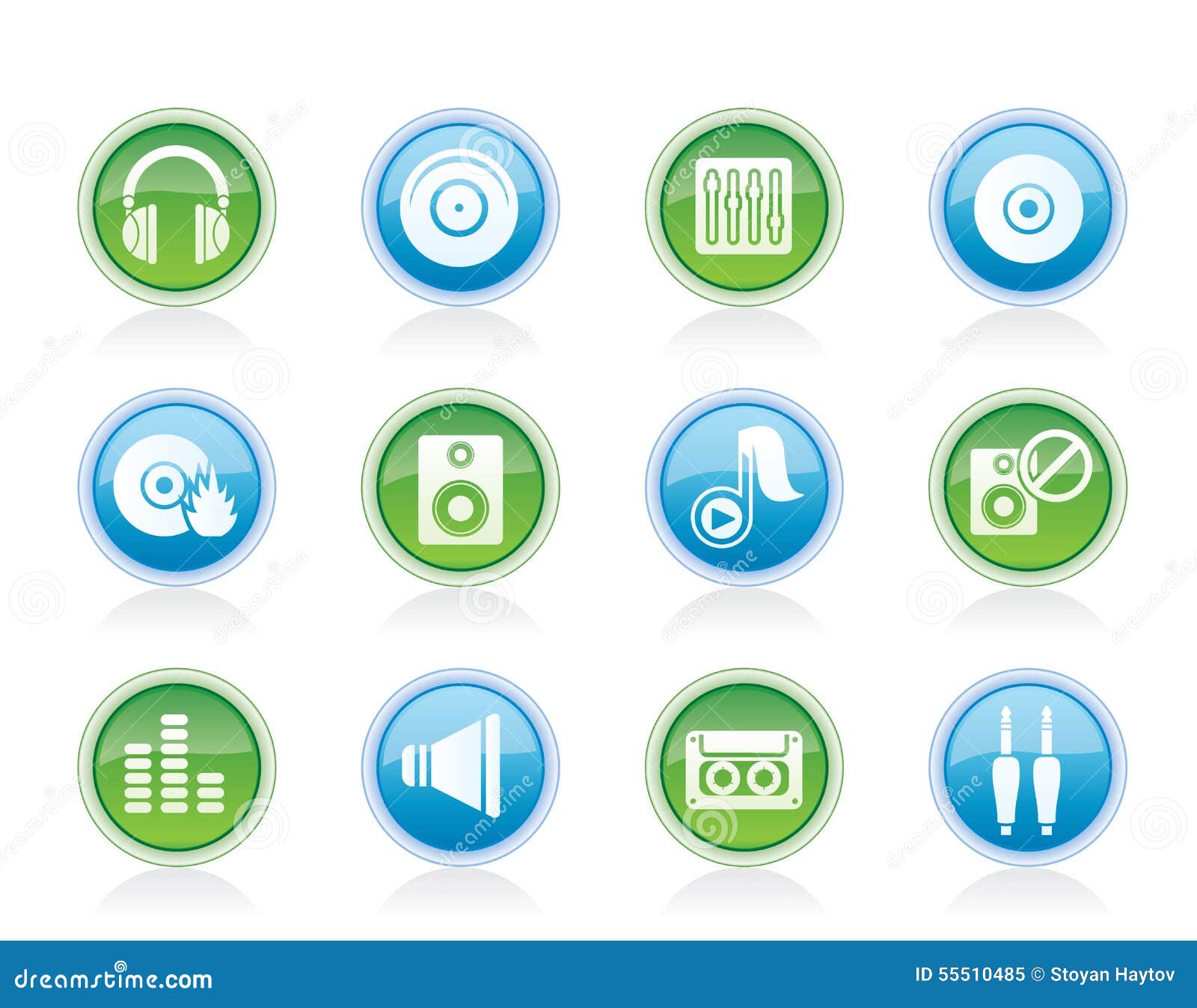 Music and sound icons stock vector. Illustration of button - 55510485