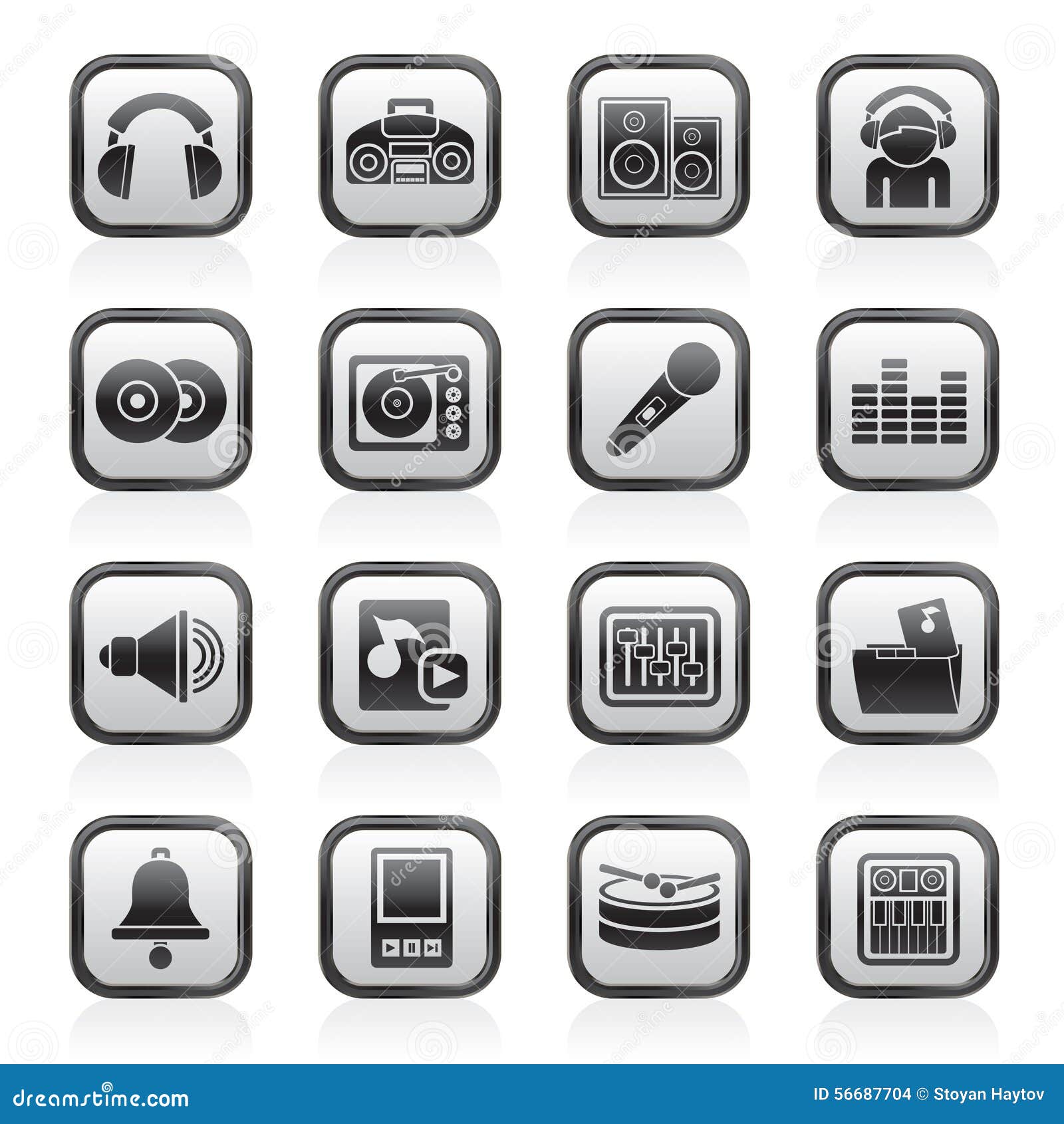 Music and sound Icons stock vector. Illustration of gramophone - 56687704