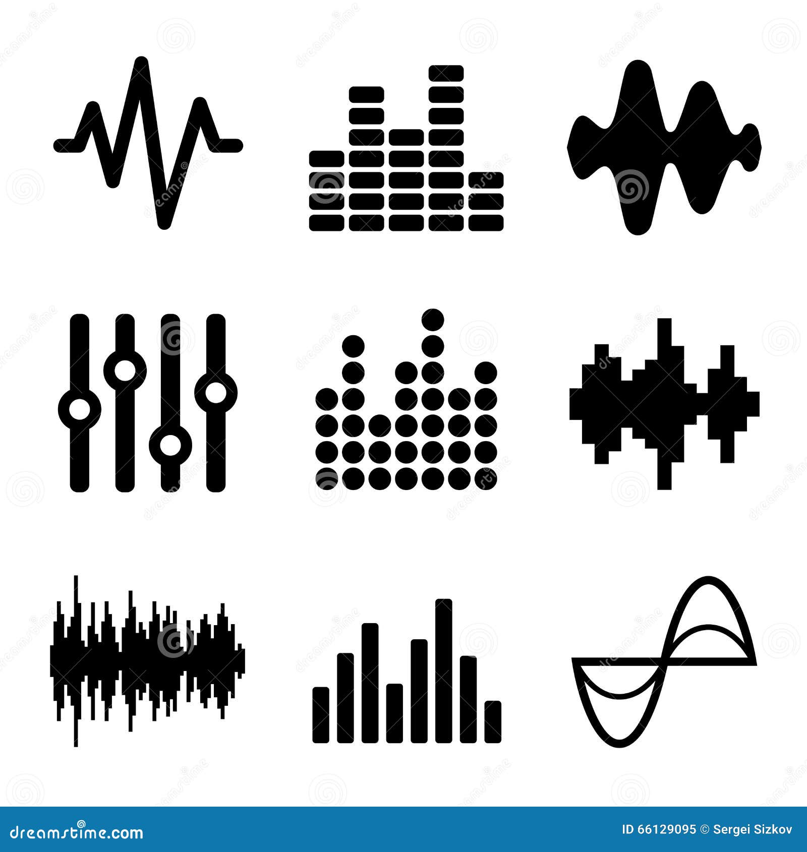 Music Soundwave Icons Set on White Background. Vector Stock Vector ...