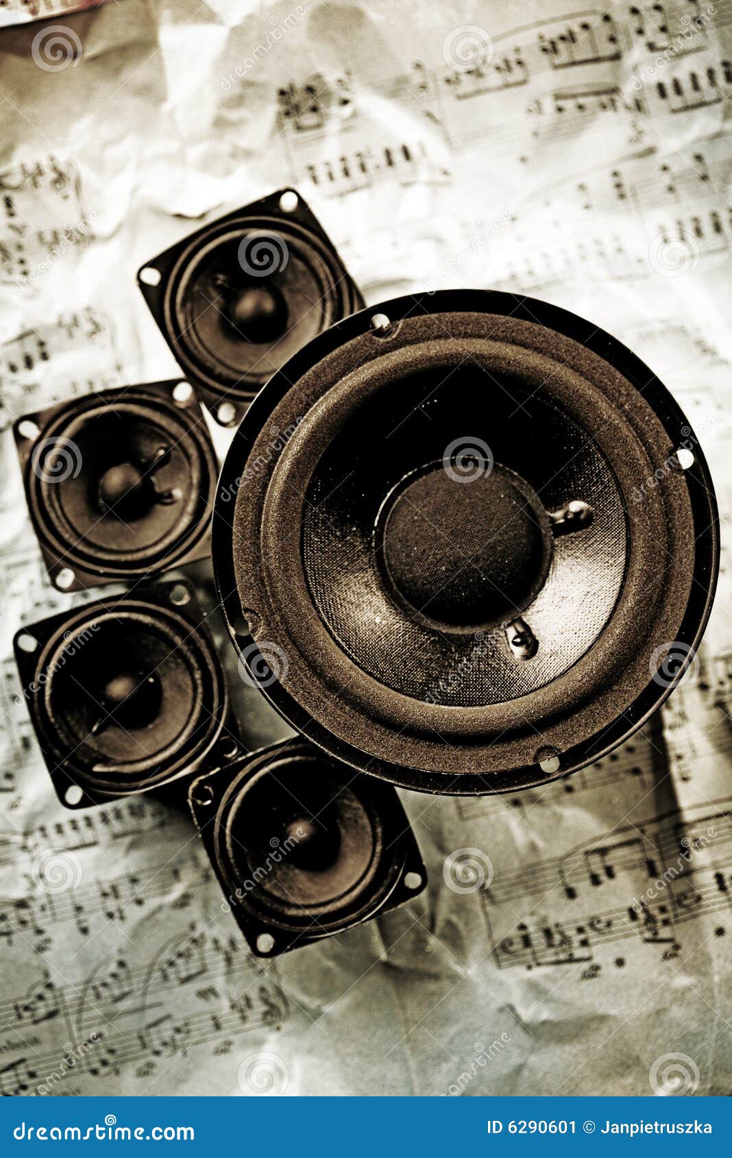 Music - speakers and notes stock image. Image of clef - 6290601