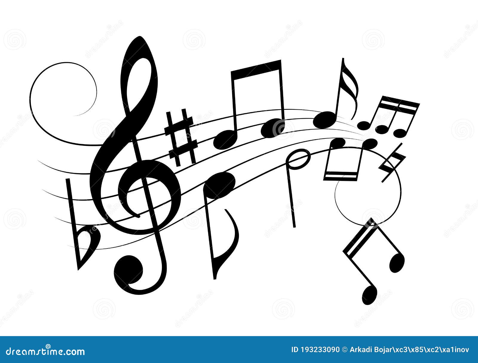 Music Staff And Notes, Vector Cartoon | CartoonDealer.com #196033230