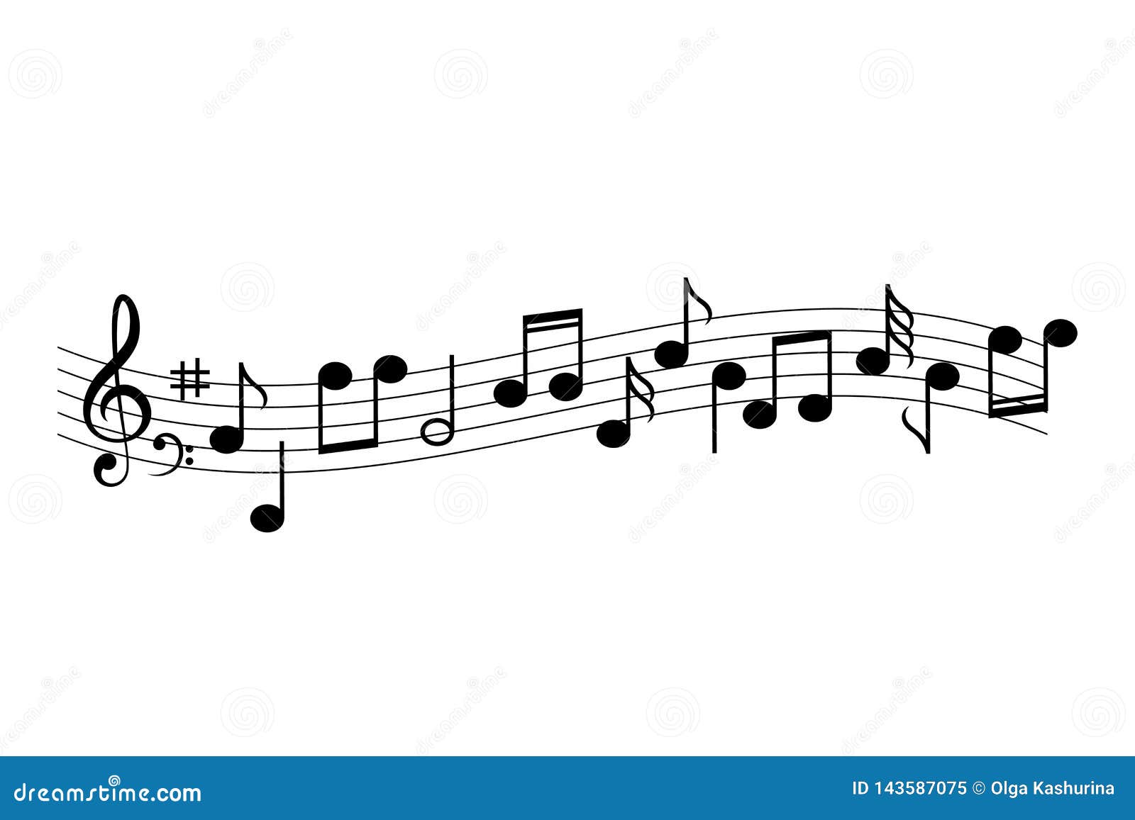 Music Staff and Notes Vector Icon Illustration Stock Illustration ...