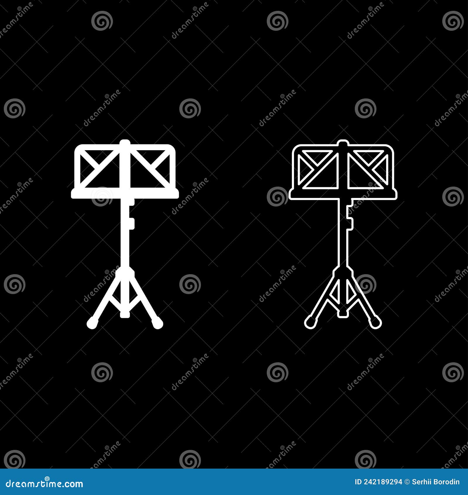 Music Stand Easel Reading-stand Set Icon White Color Vector ...